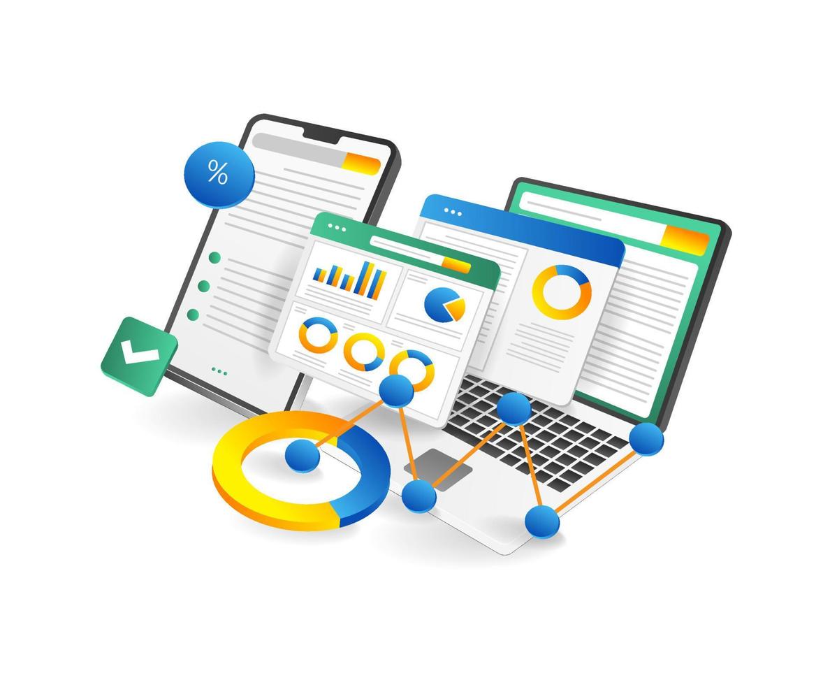 Flat Design Modern Vector Illustration Concept Of Digital Marketing Business Analysis And
