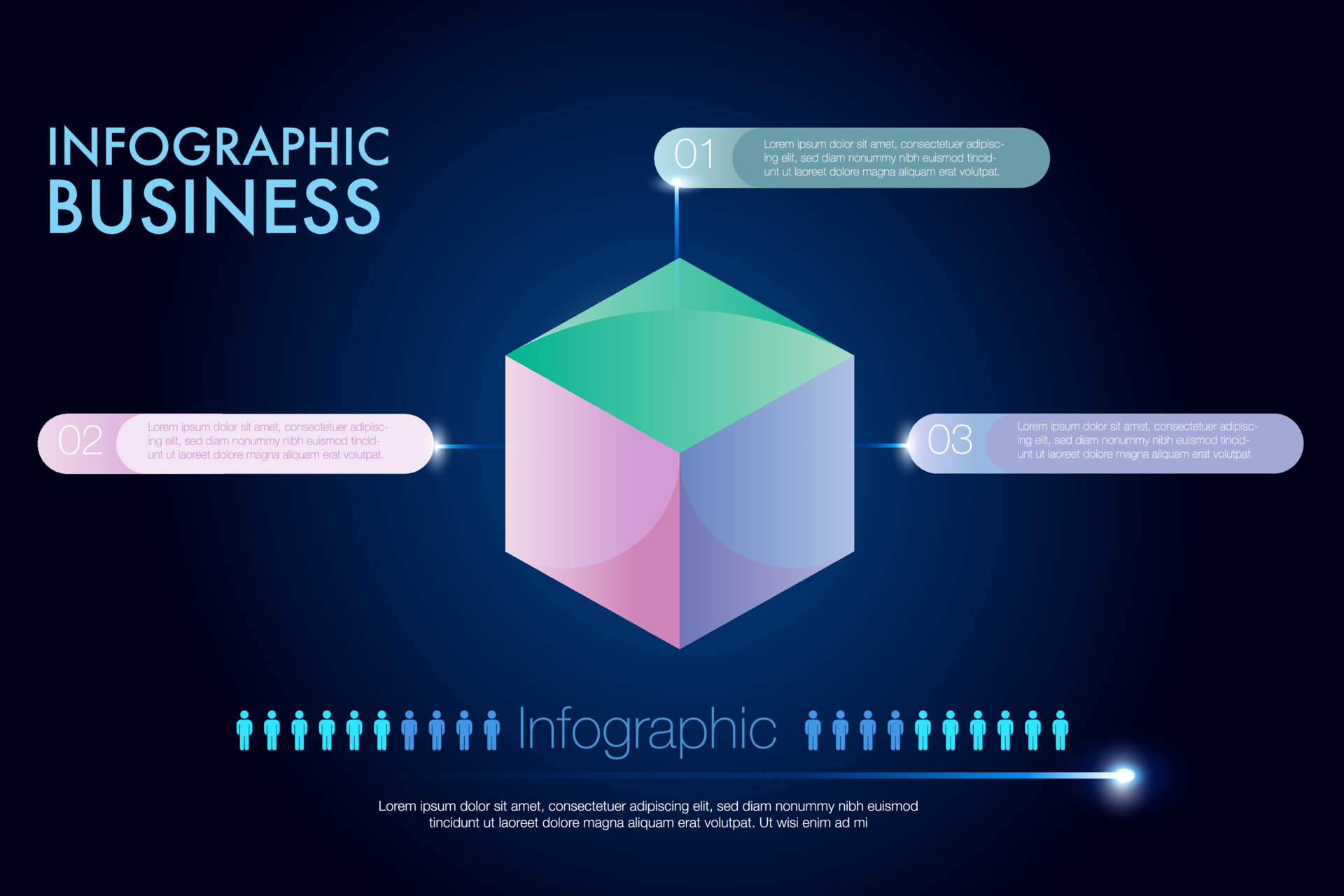 Cube Shape Infographic Template For Business Isometric Infographic 3