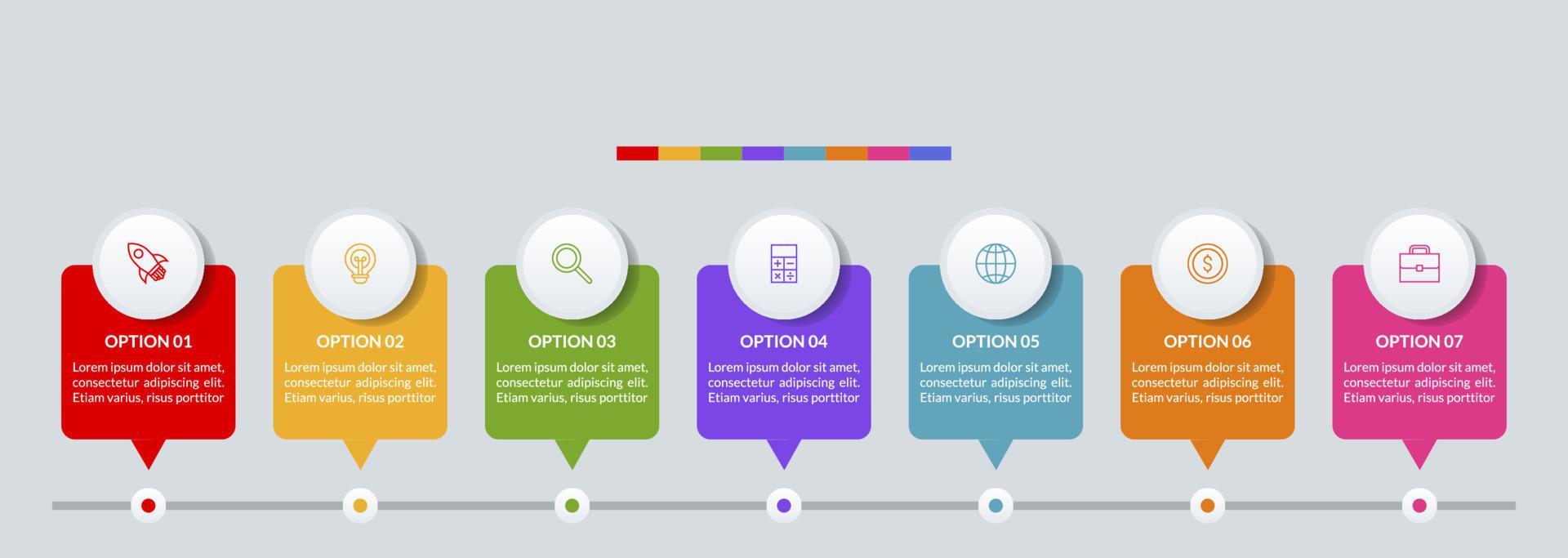Infographics design template and icons with 7 options or 7 steps ...