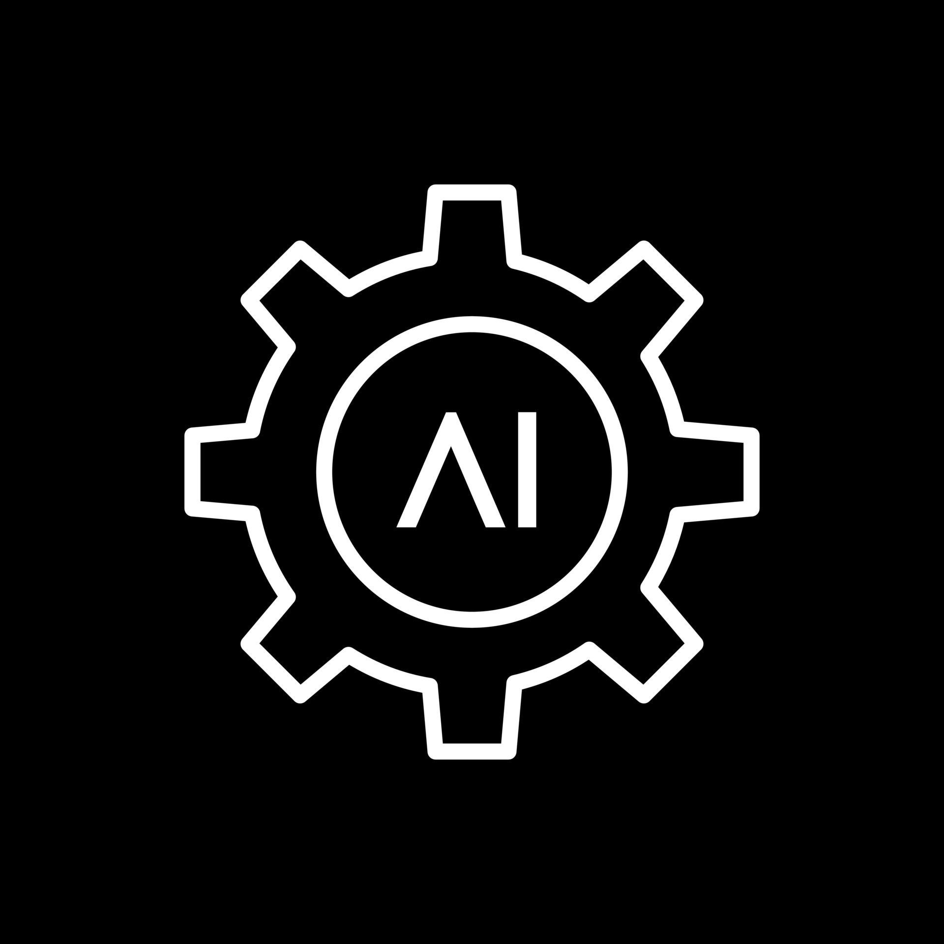 Artificial Intelligence Icon Set In Line Style Machine Learning Smart Robotic And Cloud
