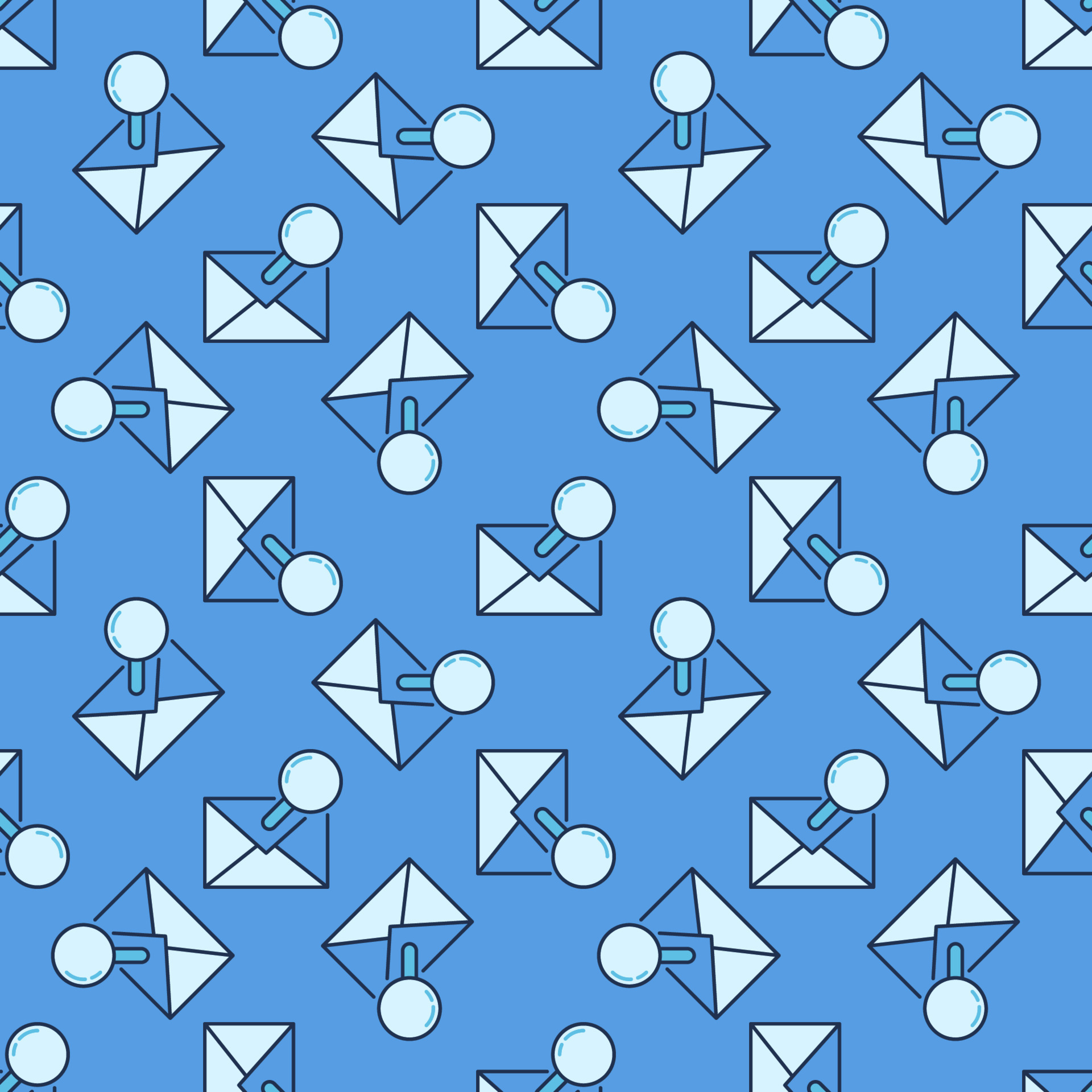 Magnifier With Envelope Vector Concept Colored Seamless Pattern