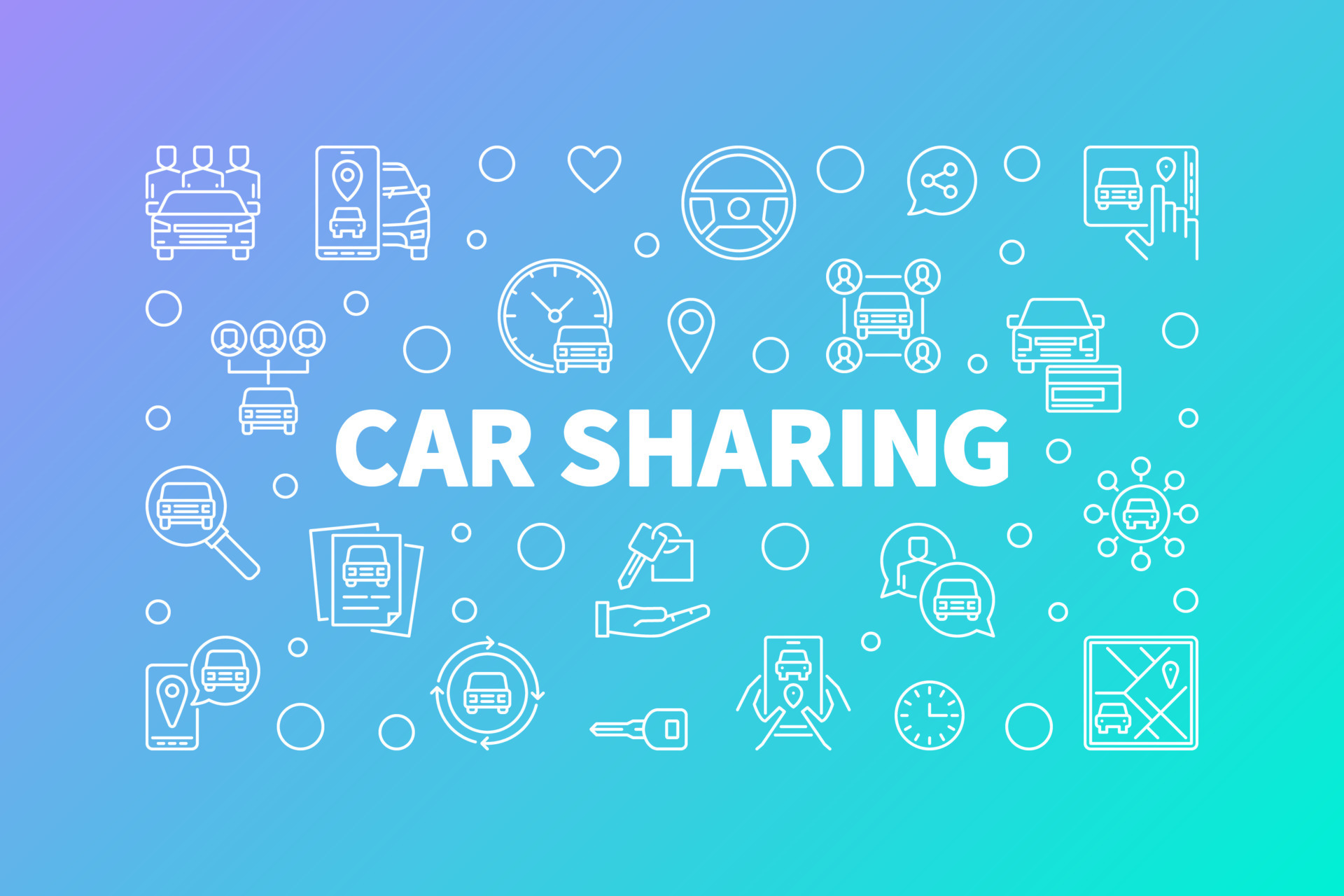 Car Sharing Outline Minimal Banner Carsharing Concept Vector