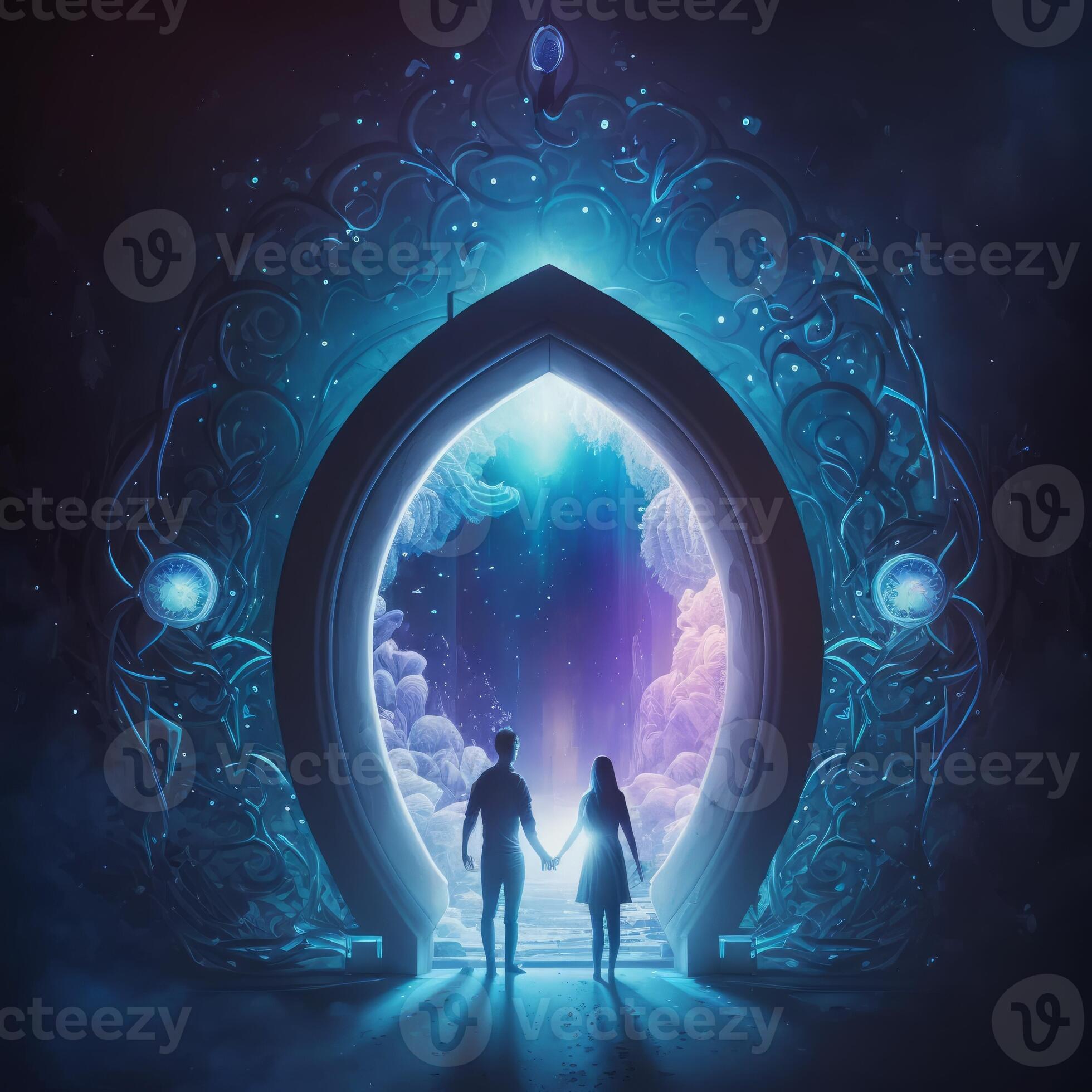 A young lovable soulmate couple entering into the magical blue world 22249005 Stock Photo at ...