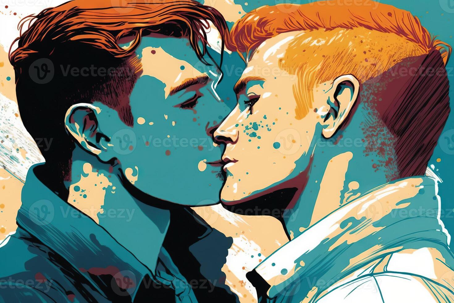 Gay Couple Kissing illustration 22249734 Stock Photo at Vecteezy