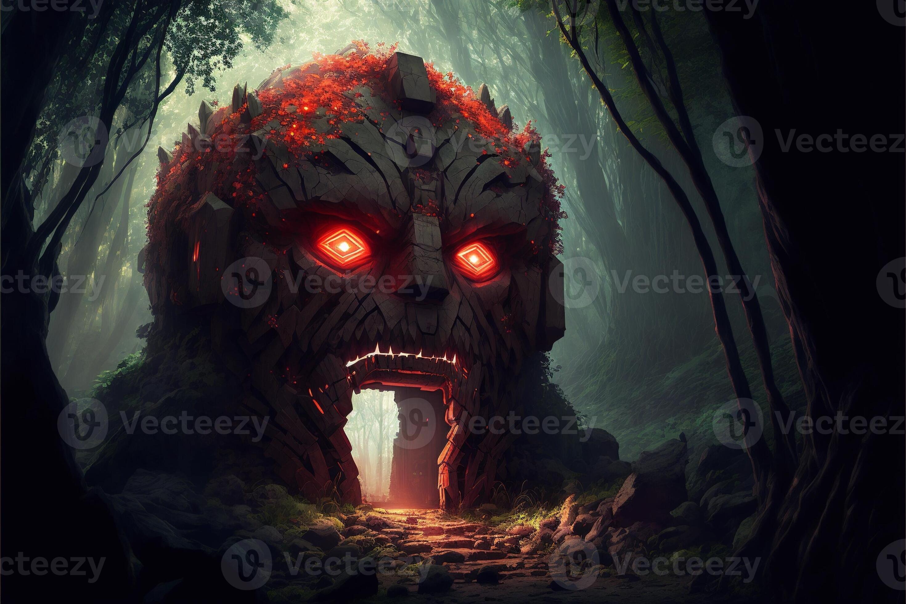 Giant stone golem in the middle in the forest, green fog. 22251487 ... Giant stone golem in the middle in the forest, green fog. 22251487 ...