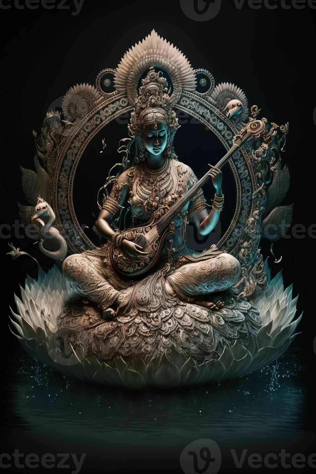 goddess saraswati digital art cosmic glowing image Generative AI ... goddess saraswati digital art cosmic glowing image Generative AI ...