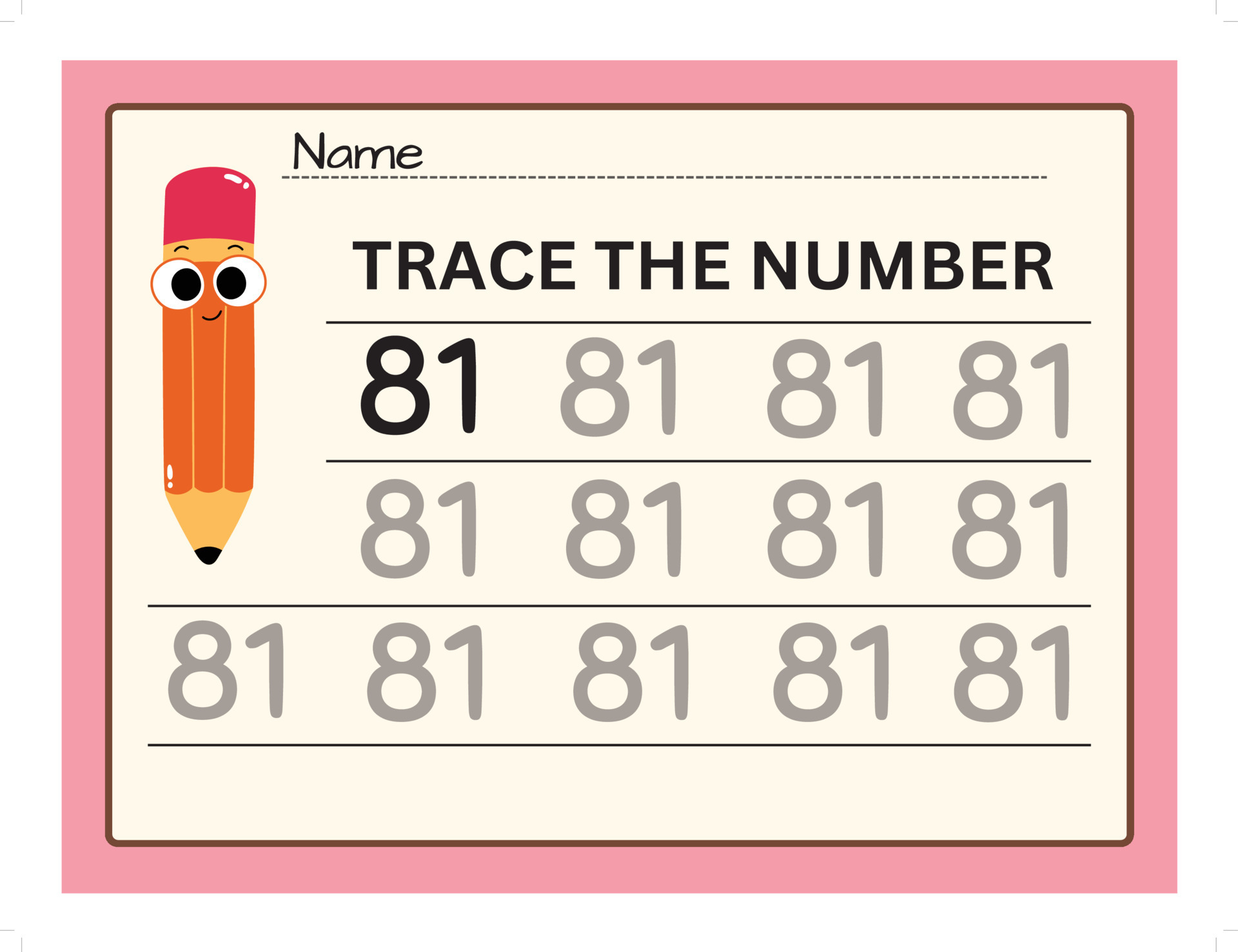 Number Tracing Worksheets Vector Art, Icons, and Graphics for Free Download