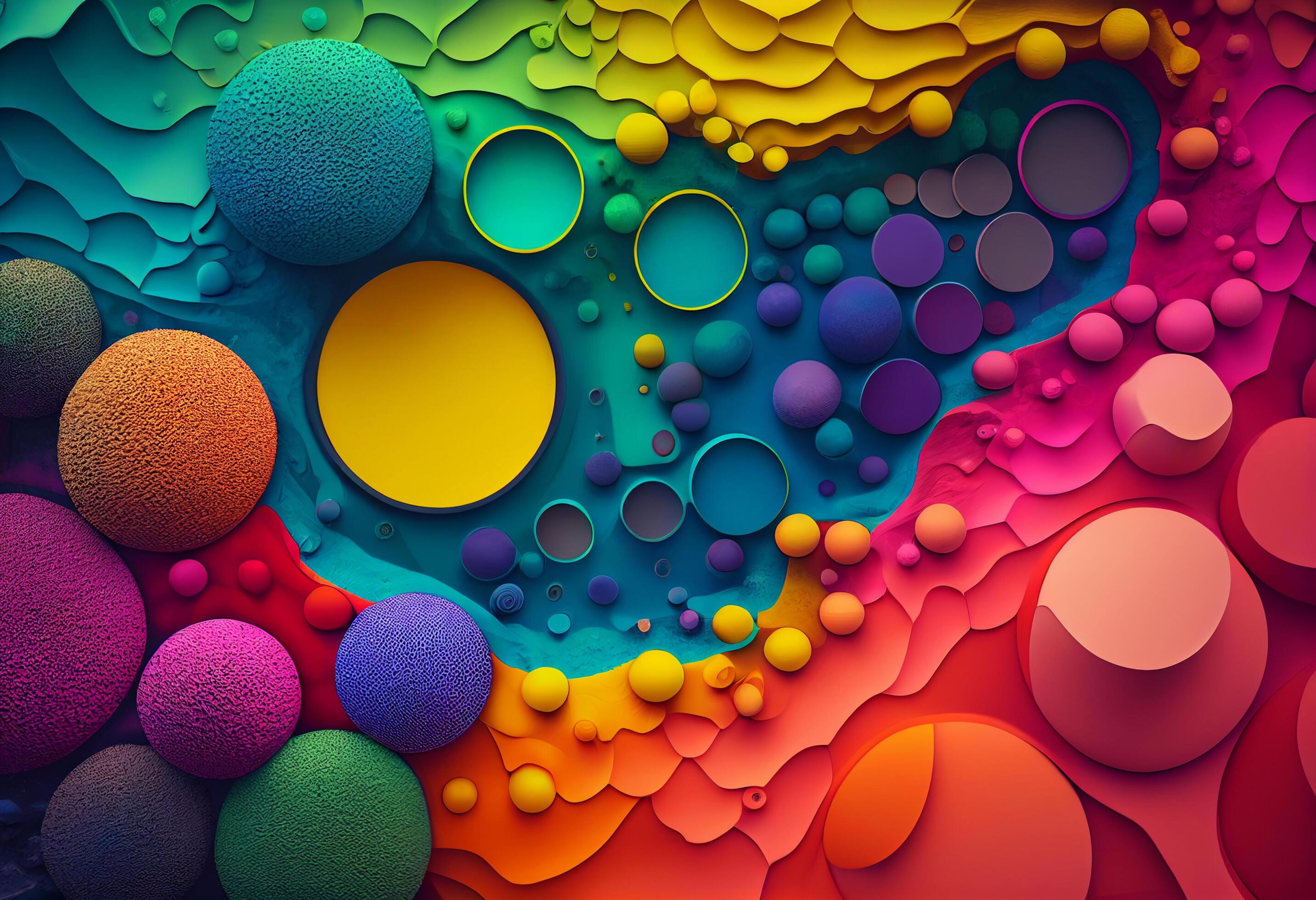 3d rendering of abstract background with colorful balls. 3d ...