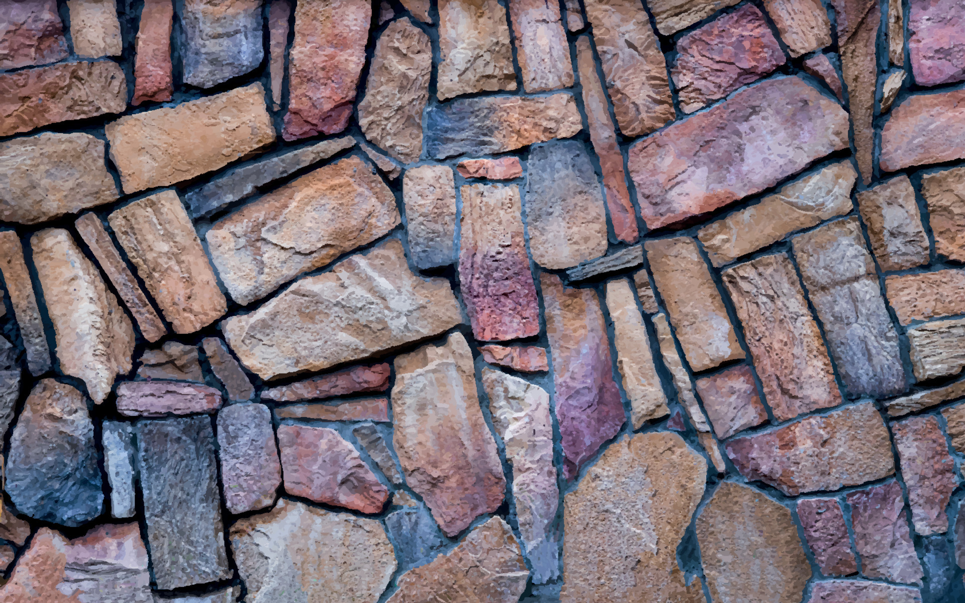 Stone wall background in vector. The wall is made of multi-colored ...