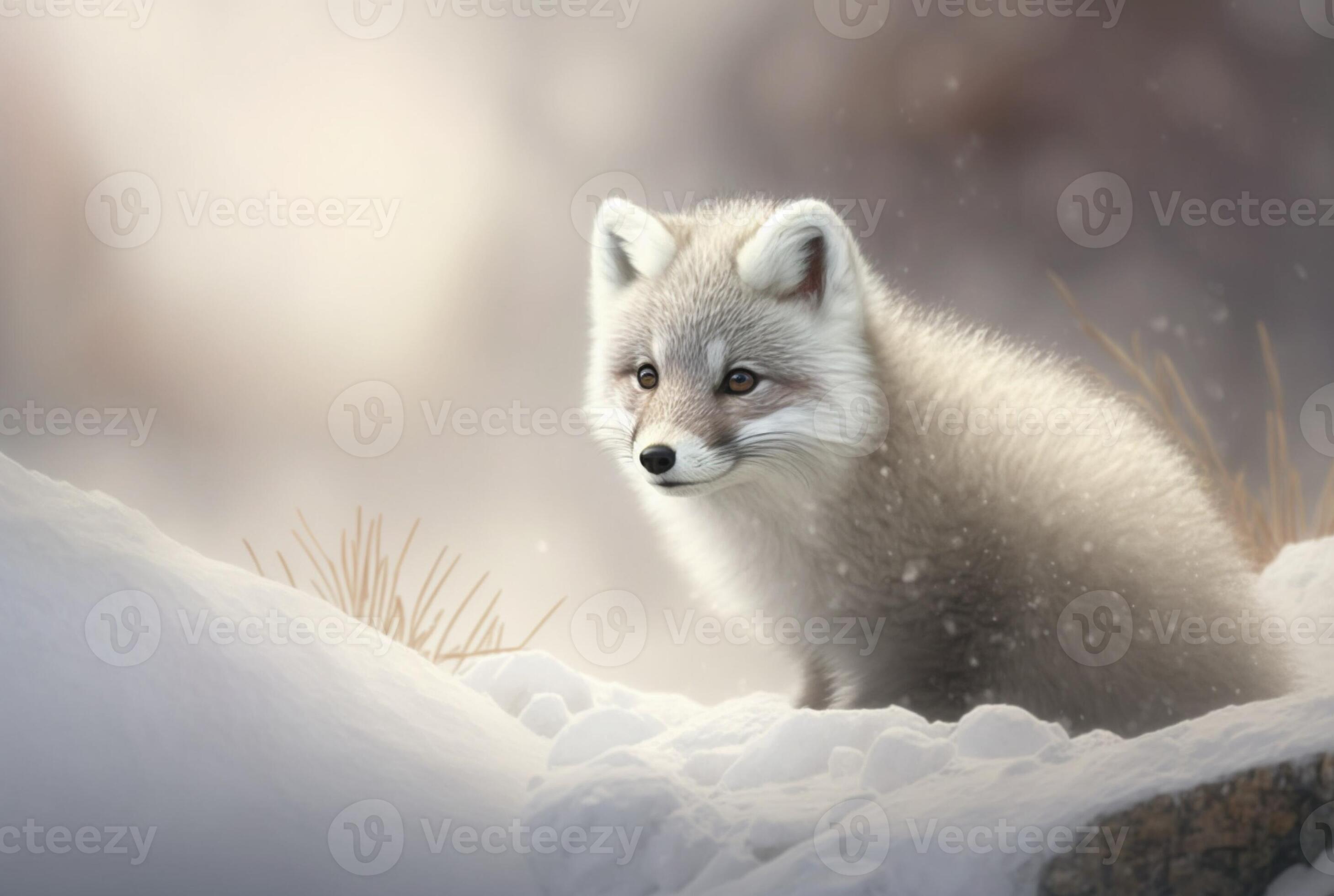 Arctic fox pup or Vulpes Lagopus in snow habitat, 22262867 Stock Photo at Vecteezy