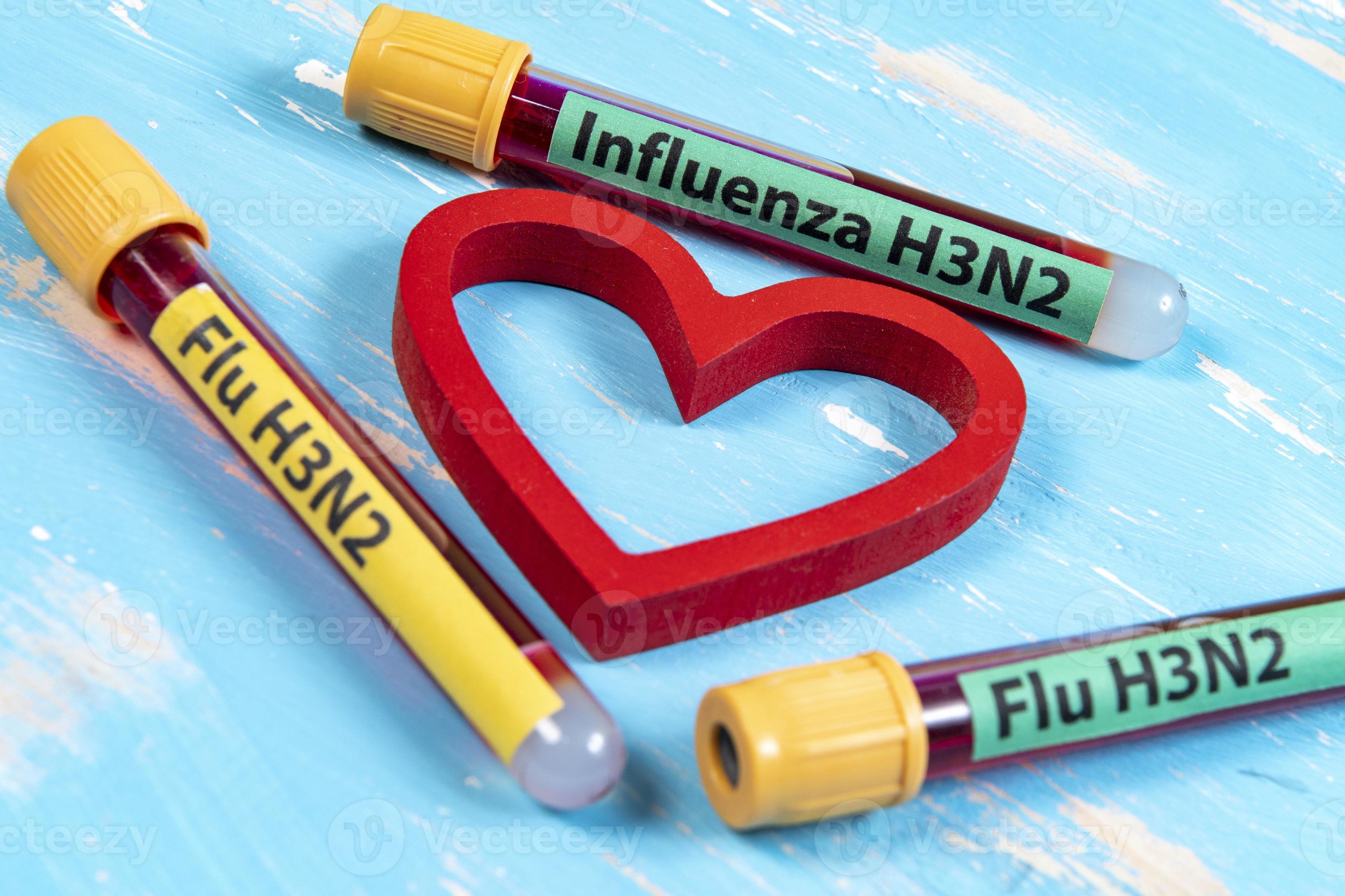 vacuum tube for blood collection written FLU H3N2 in reference to the flu type 22263540 Stock ...