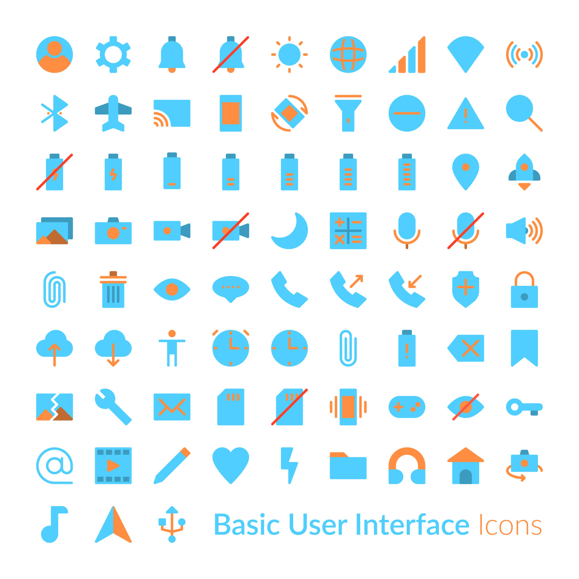 flat User Interface Icons. Basic UI Icon Set 22267449 Vector Art at ...