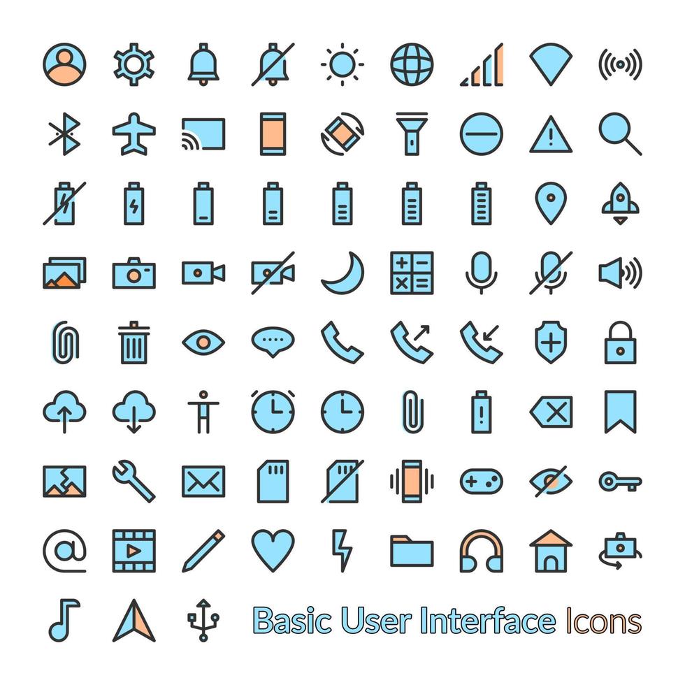outline filled User Interface Icons. linear color Basic UI Icon Set 22267461 Vector Art at Vecteezy