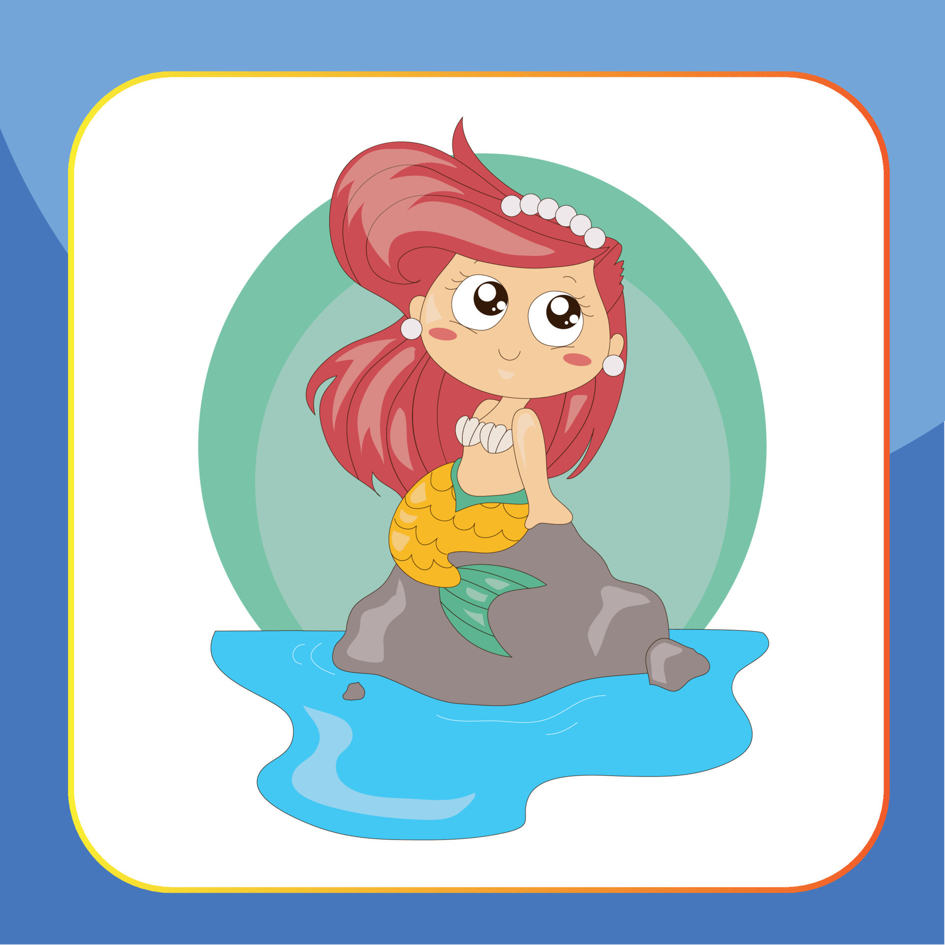 Cute Mermaid Flashcard for Children. Ready to print. Printable game ...