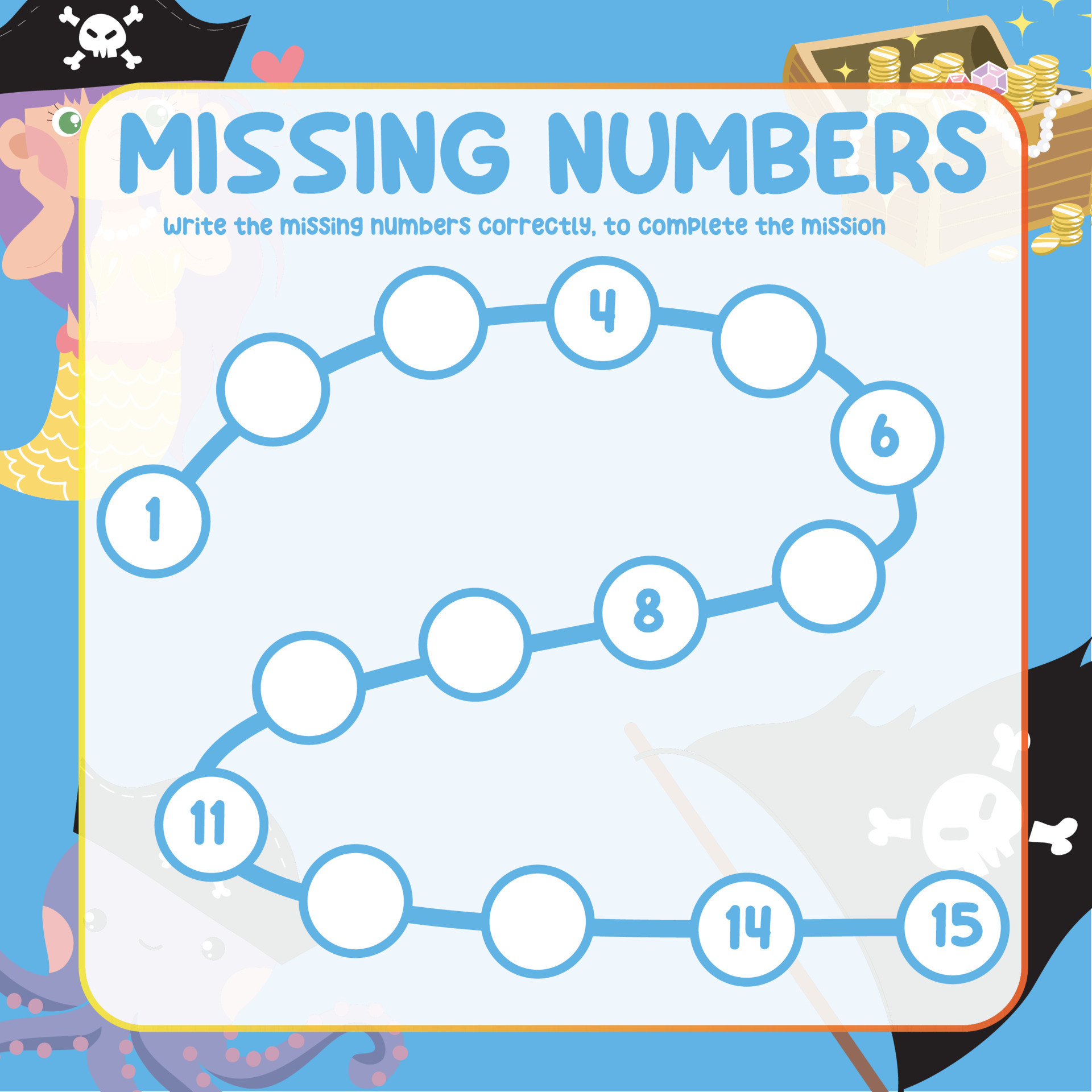 Missing numbers. Write the answer correctly. Educational printable math ...