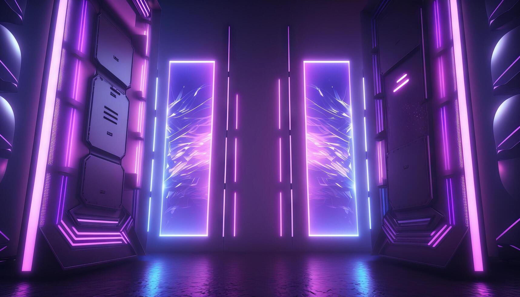 3d illustration of blue and purple futuristic sci-fi techno lights-cool background. 22270210 ...