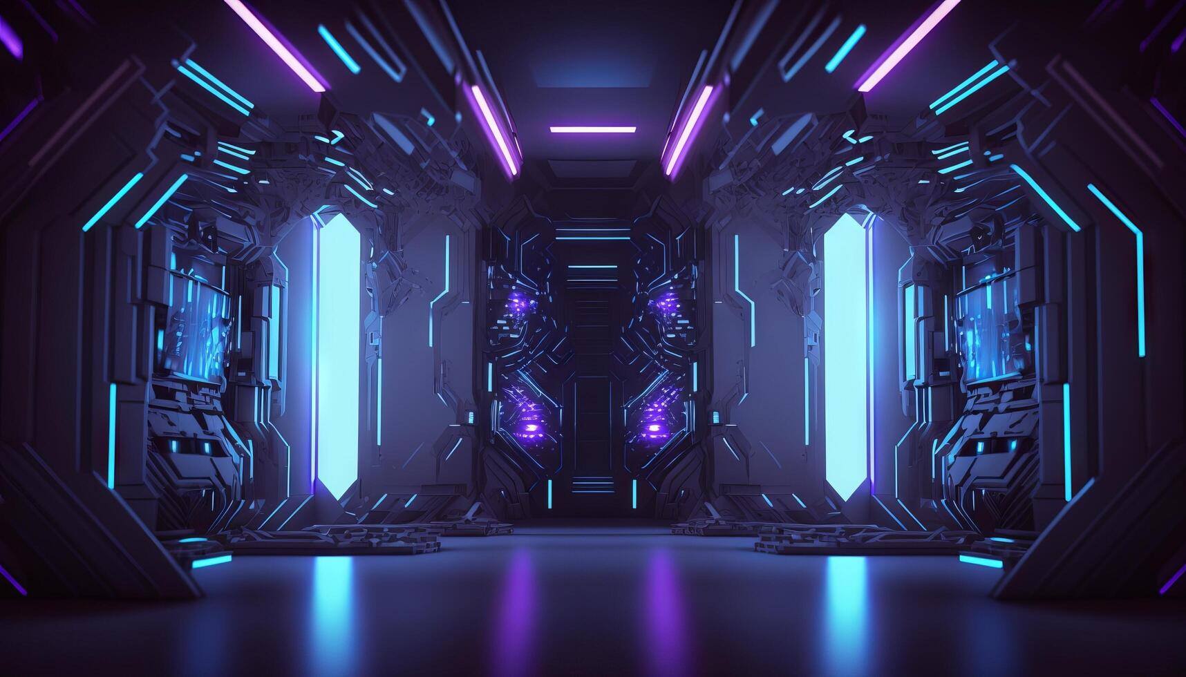 3d illustration of blue and purple futuristic sci-fi techno lights-cool background. 22270217 ...