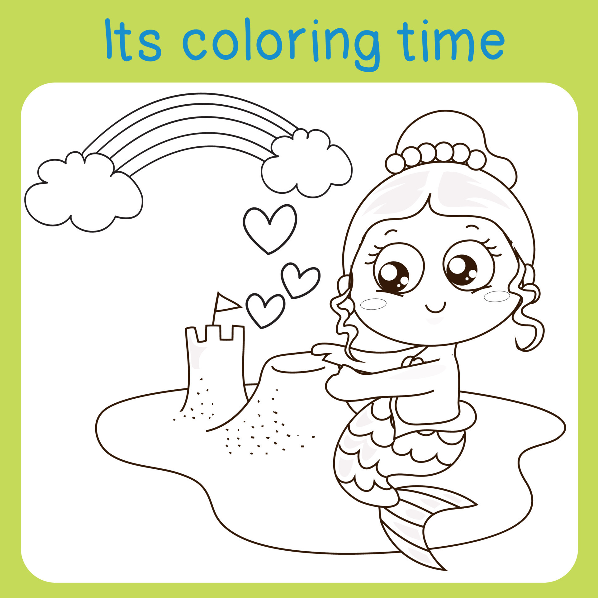 Cute mermaid princess. Coloring activity worksheet. The Little Mermaid ...