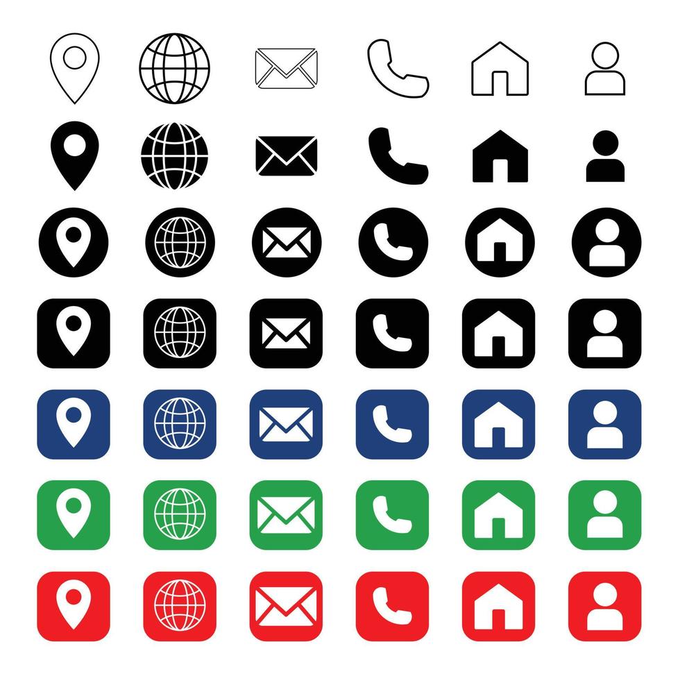 Contact details Icon set square. Set of contact us icons. Vector ... Contact details Icon set square. Set of contact us icons. Vector ...