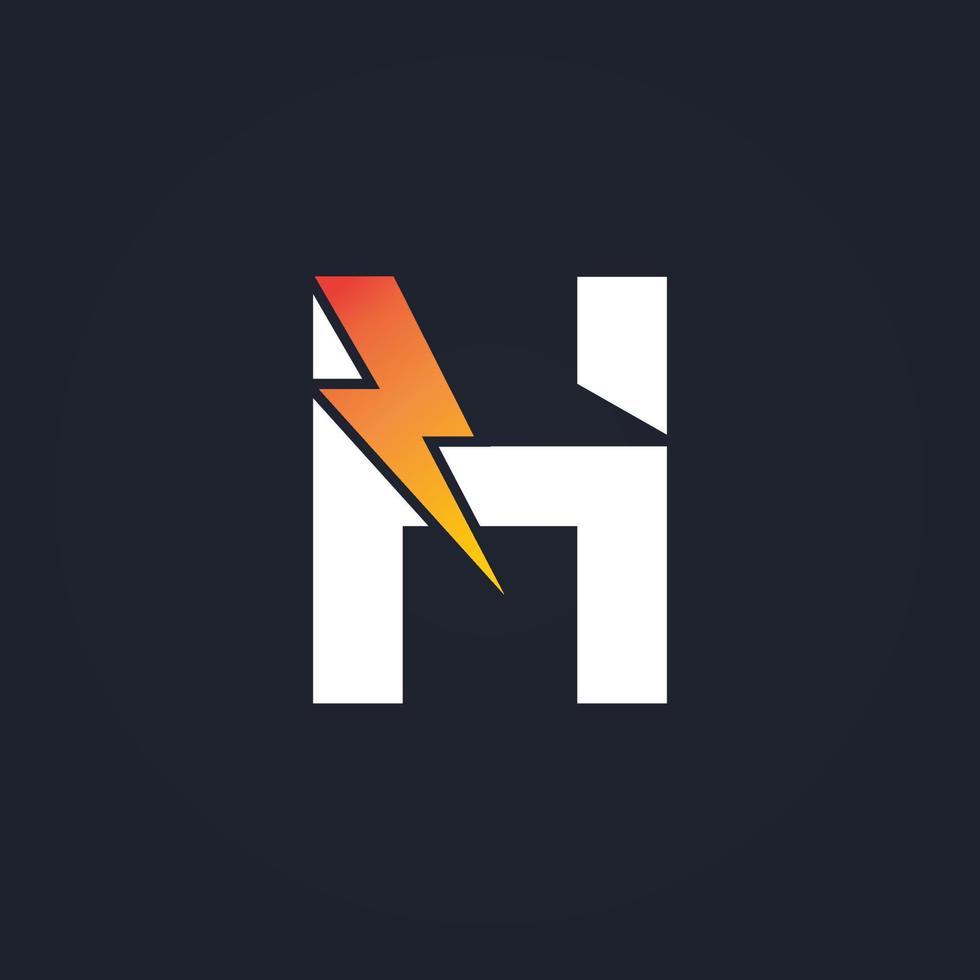 H Letter Logo With Lightning Thunder Bolt Vector Design. Electric Bolt Letter H Logo Vector ...