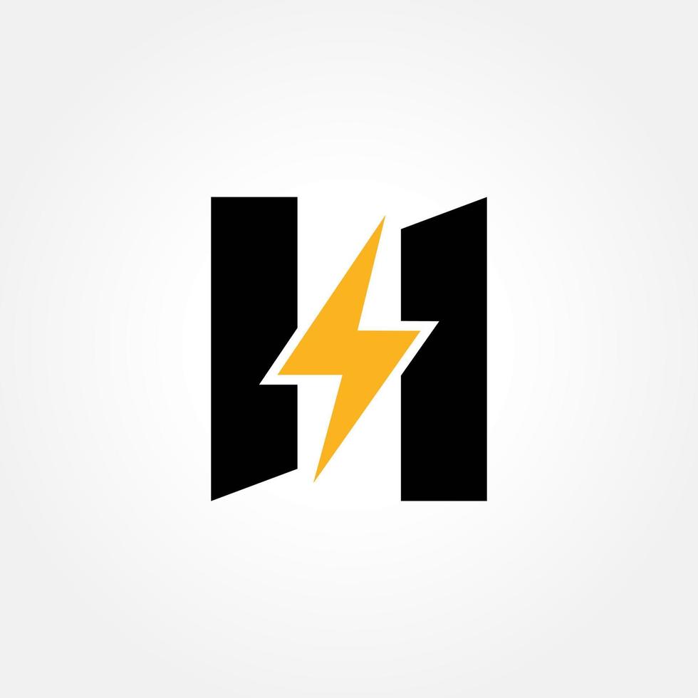 H Letter Logo With Lightning Thunder Bolt Vector Design. Electric Bolt Letter H Logo Vector ...