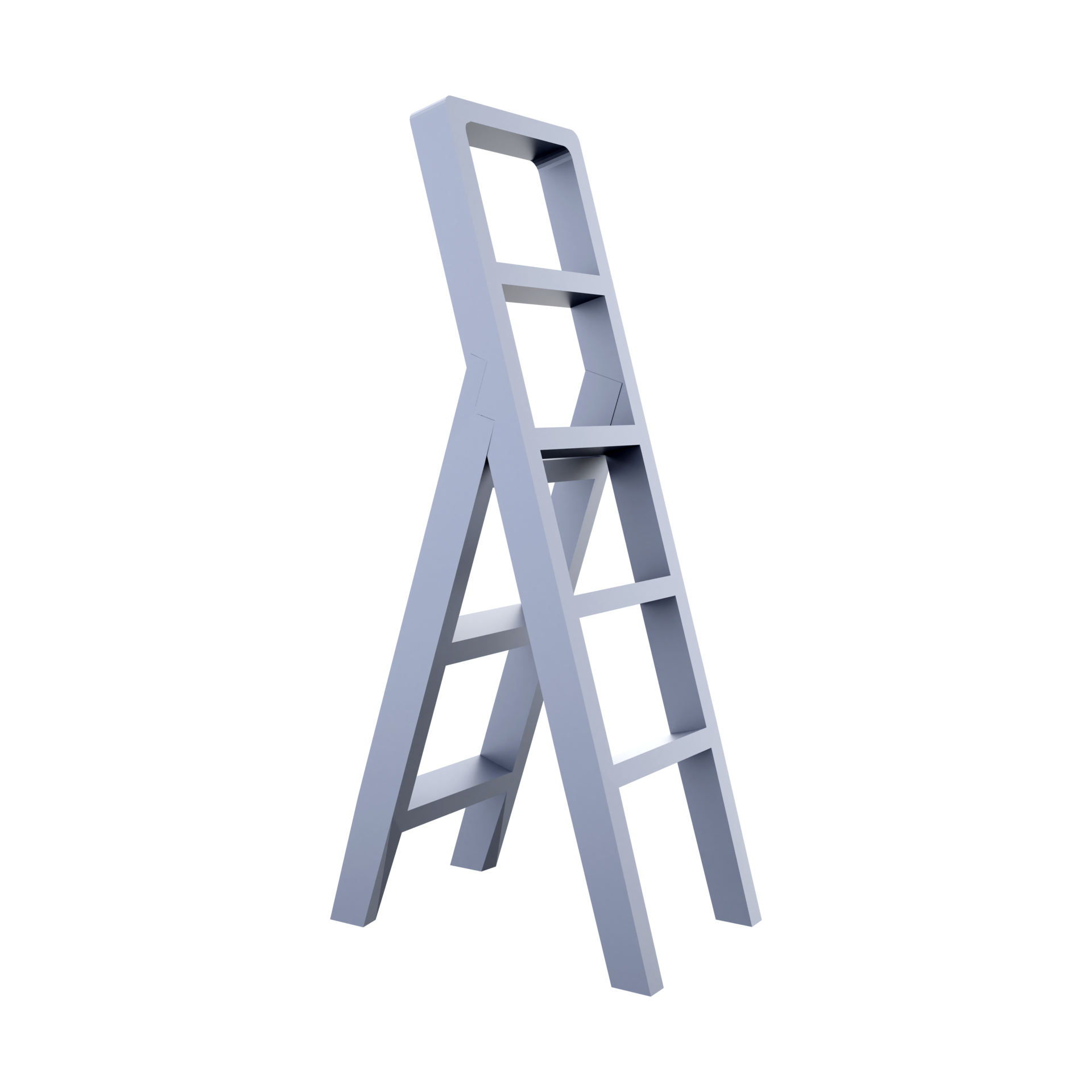 3D rendering Light folding ladder on white background. 3D rendering folding ladder icon ...