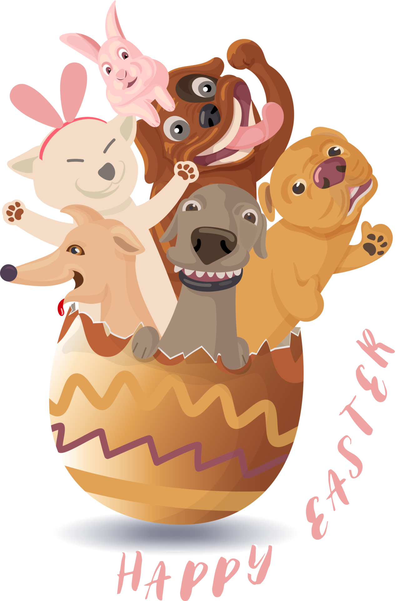 Free Funny Easter Cute Cartoon Of Dogs Hatching From Easter Eggs With free-funny-easter-cute-cartoon-of-dogs-hatching-from-easter-eggs-with