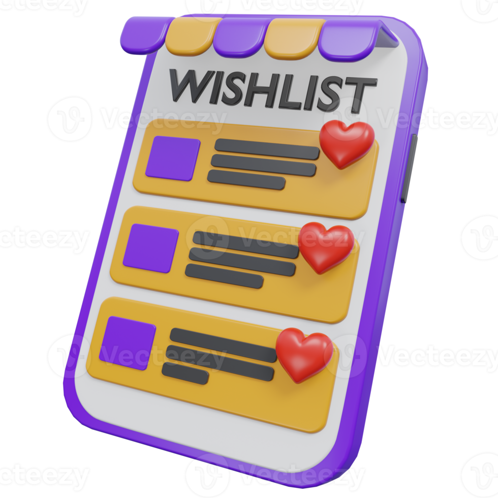 wishlist 3d rendering icon illustration, png transparent background ...