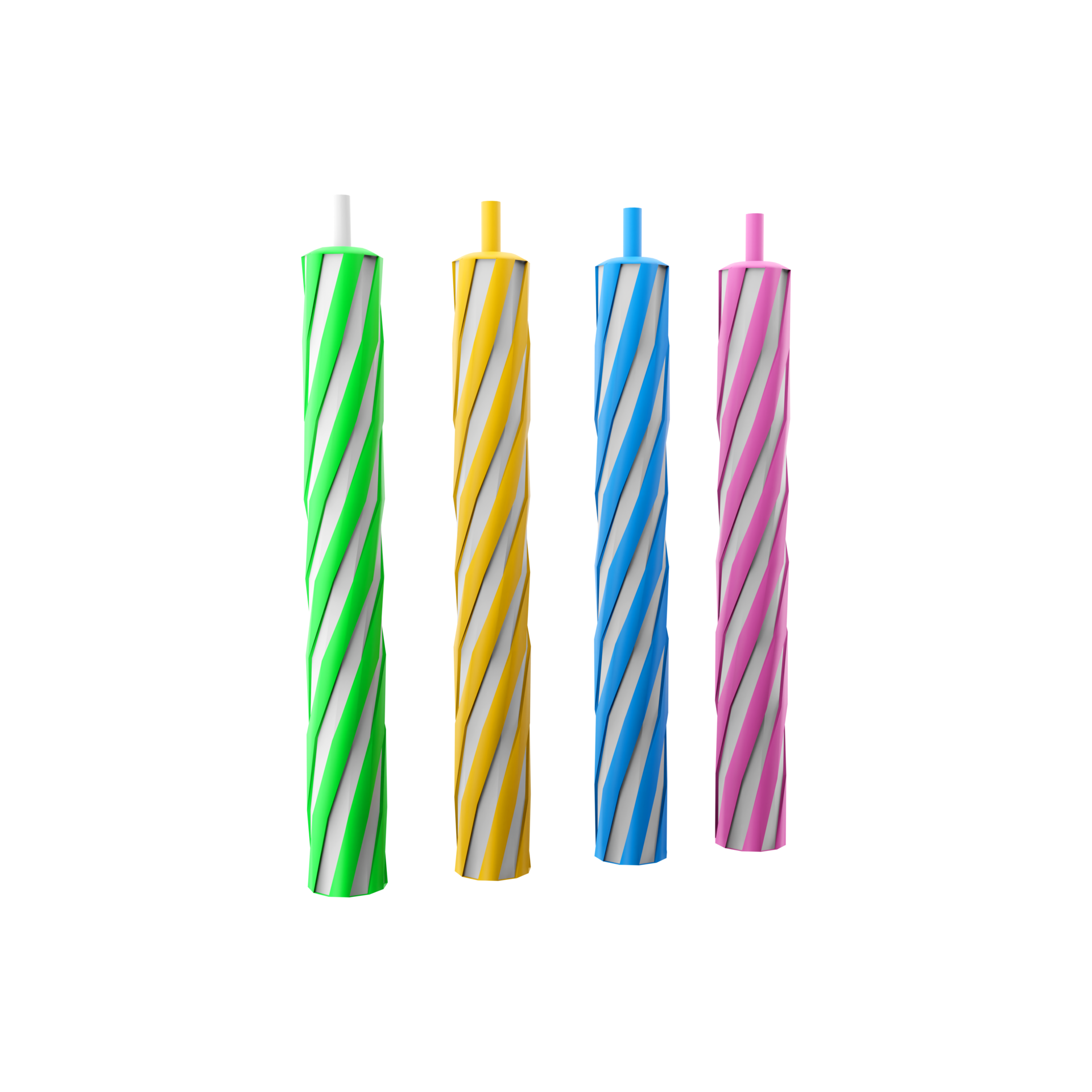 3d Rendering Colorful Cake Candles Icon 3d Render Yellow Pink Blue Pink Birthday Candles Icon