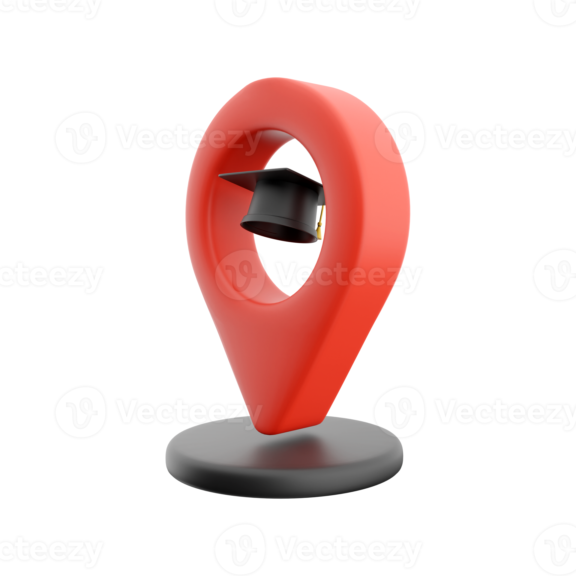 3D rendering Map pointer with education cap. 3D rendering isolated on ... 3D rendering Map pointer with education cap. 3D rendering isolated on ...