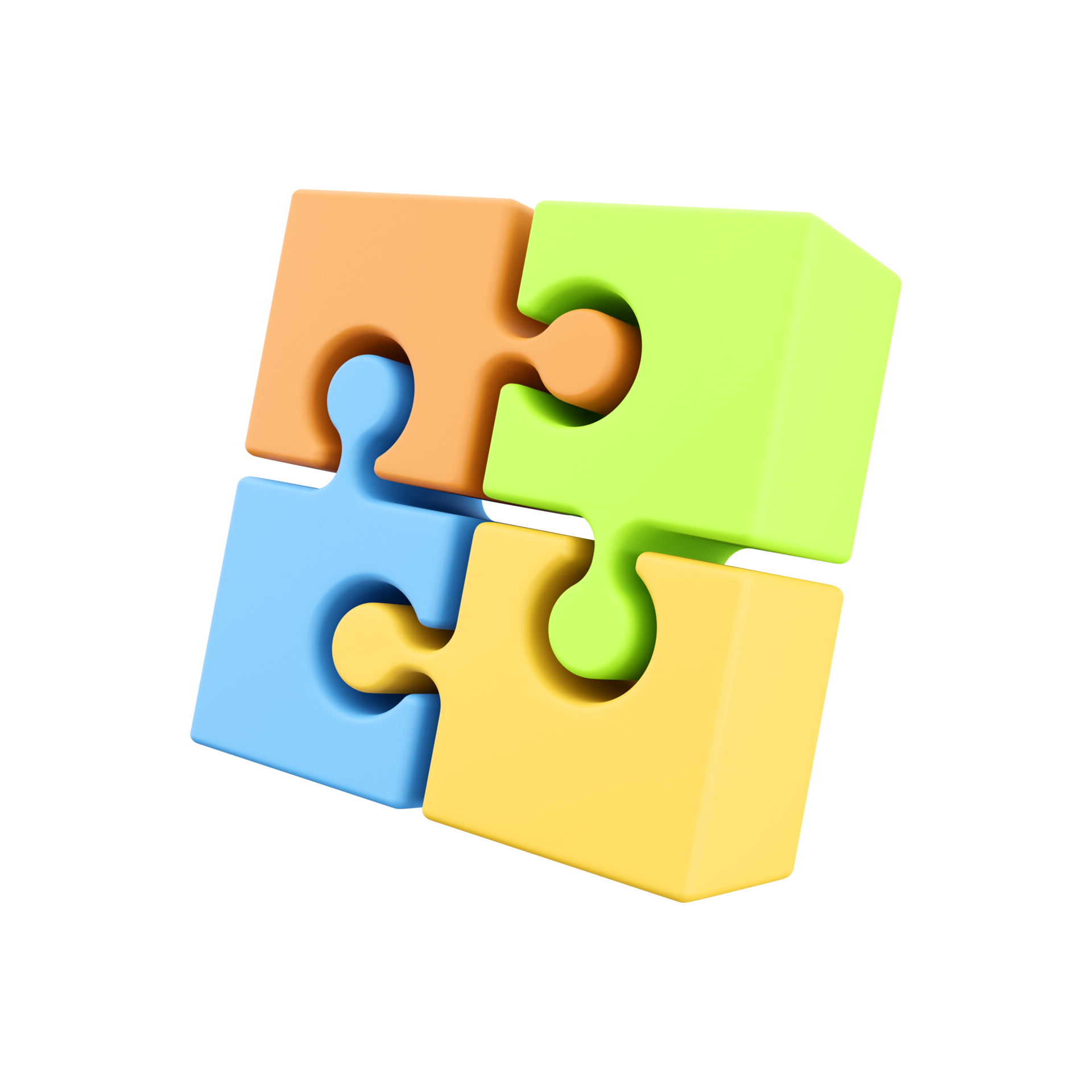 3D rendering jigsaw puzzle. Floor puzzle. Parts of puzzles. 3d object isolated on white ...