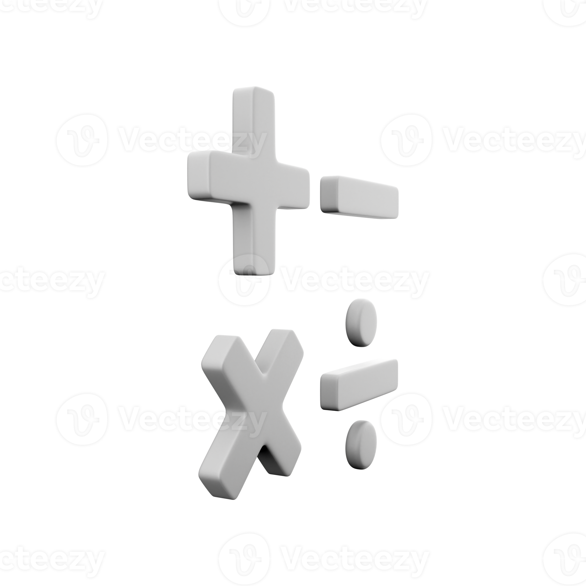3D rendering math education symbols on white background math operations ...