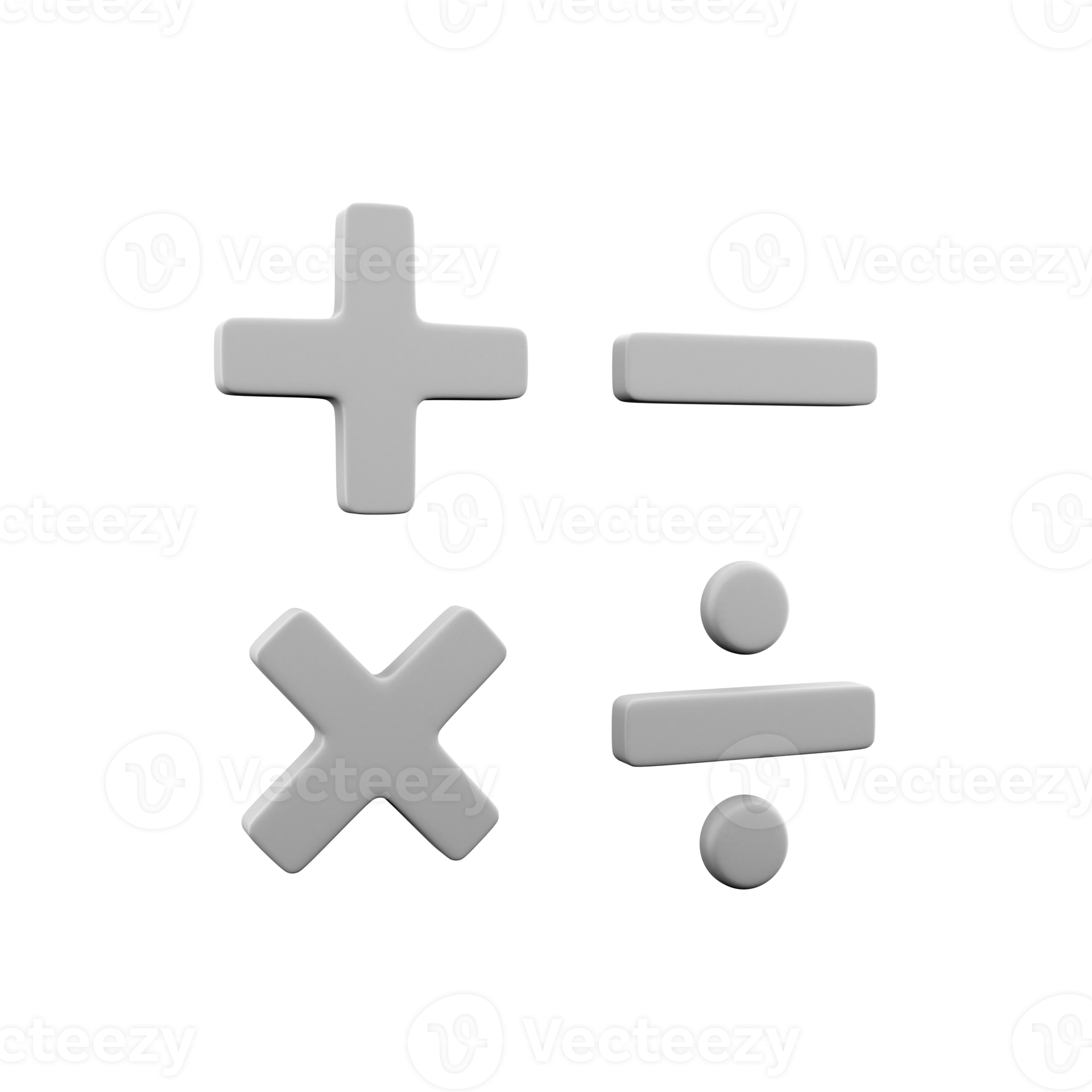 3D rendering math education symbols on white background math operations ...