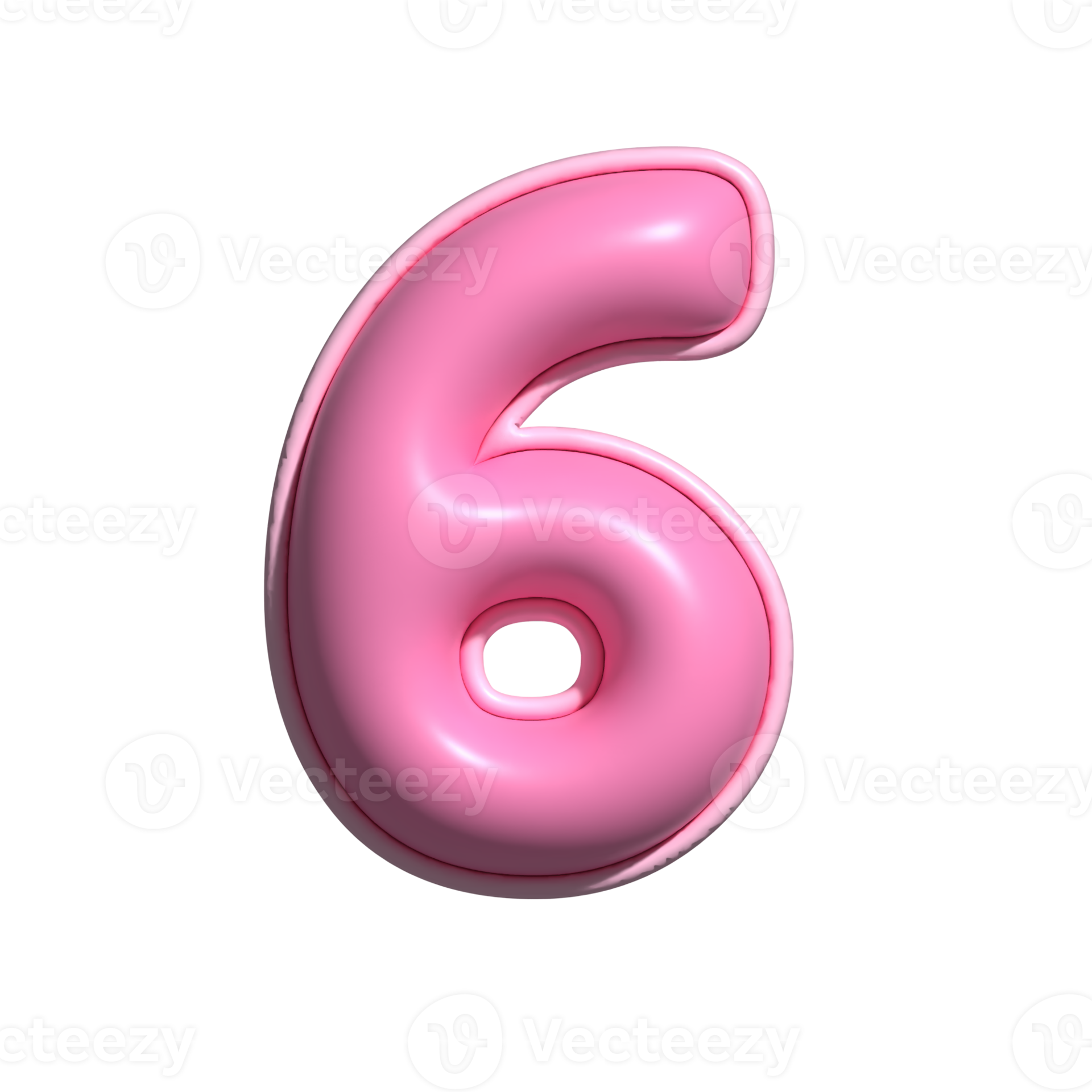Number 6 Pink Alphabet Glossy 22281557 Png