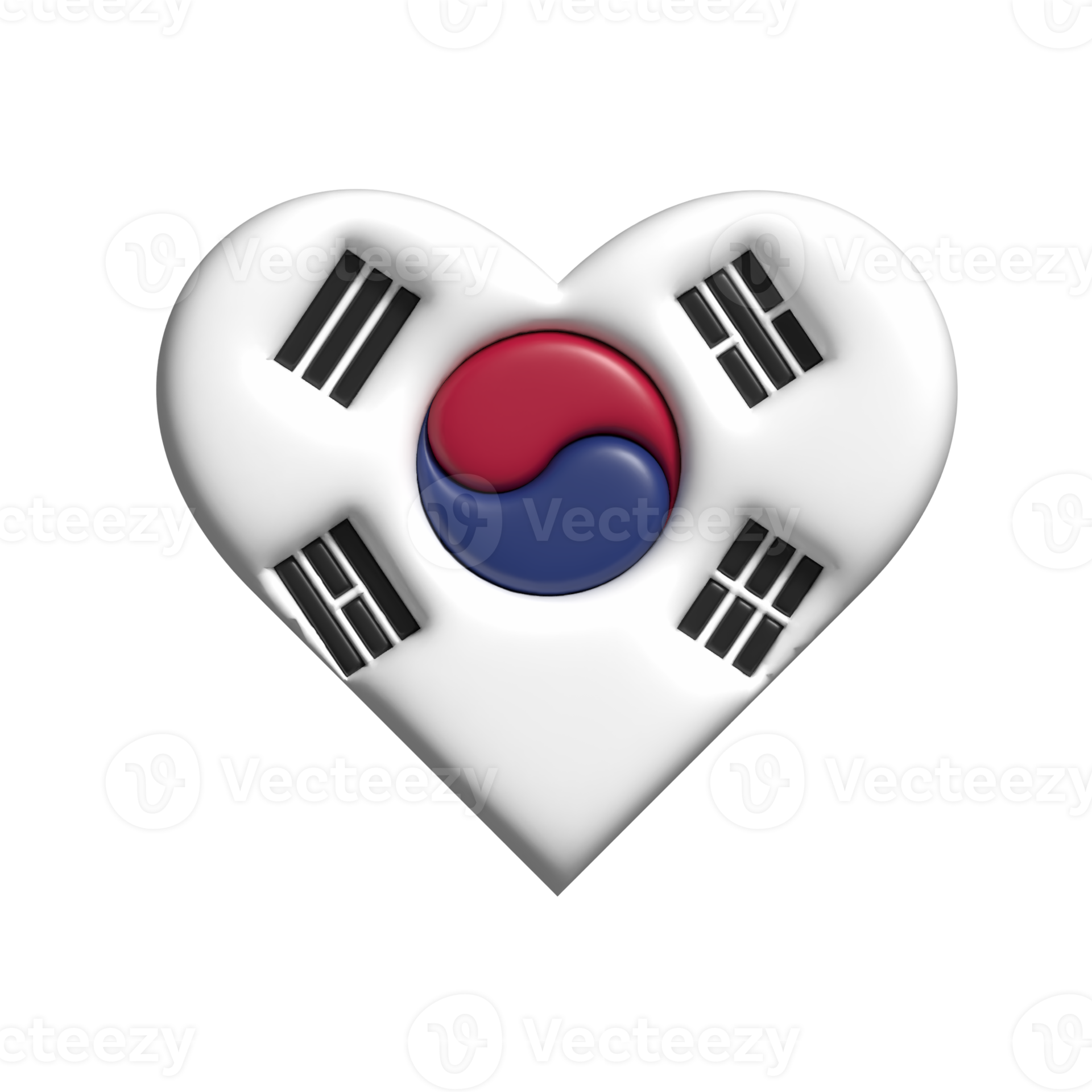South Korea Heart Flag Shape 3d Render 22281583 Png