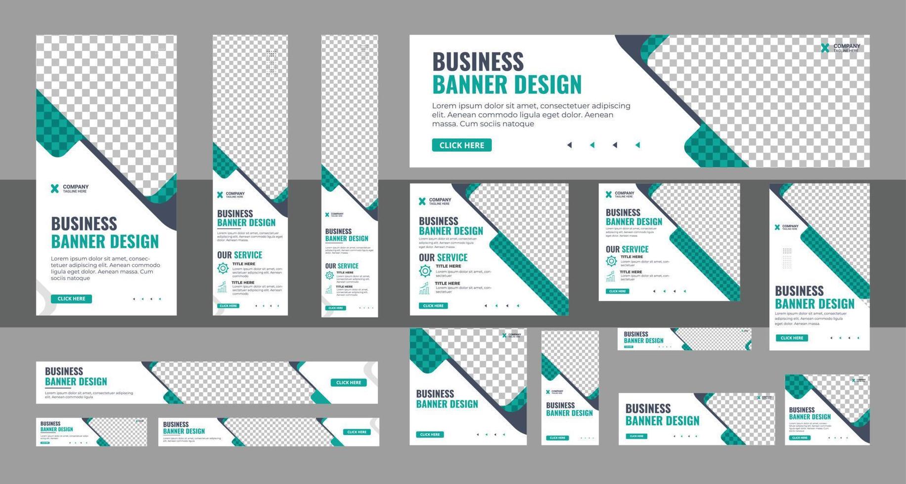 Modern banner design web template Set, Horizontal header web banner ...