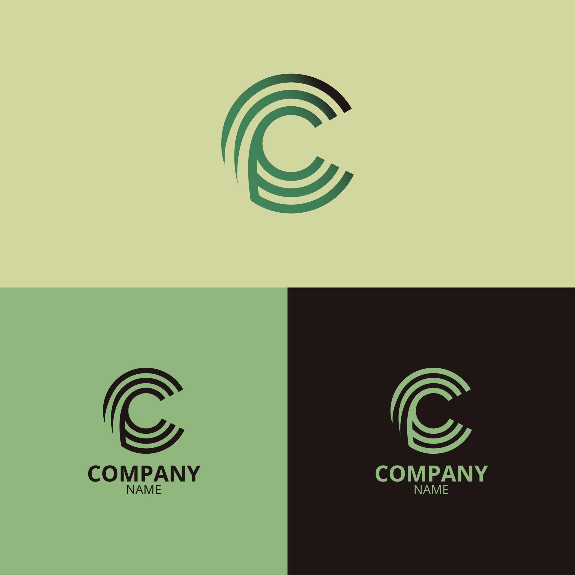 The C Letter Logo Template with a blend of dark green and faded green ...