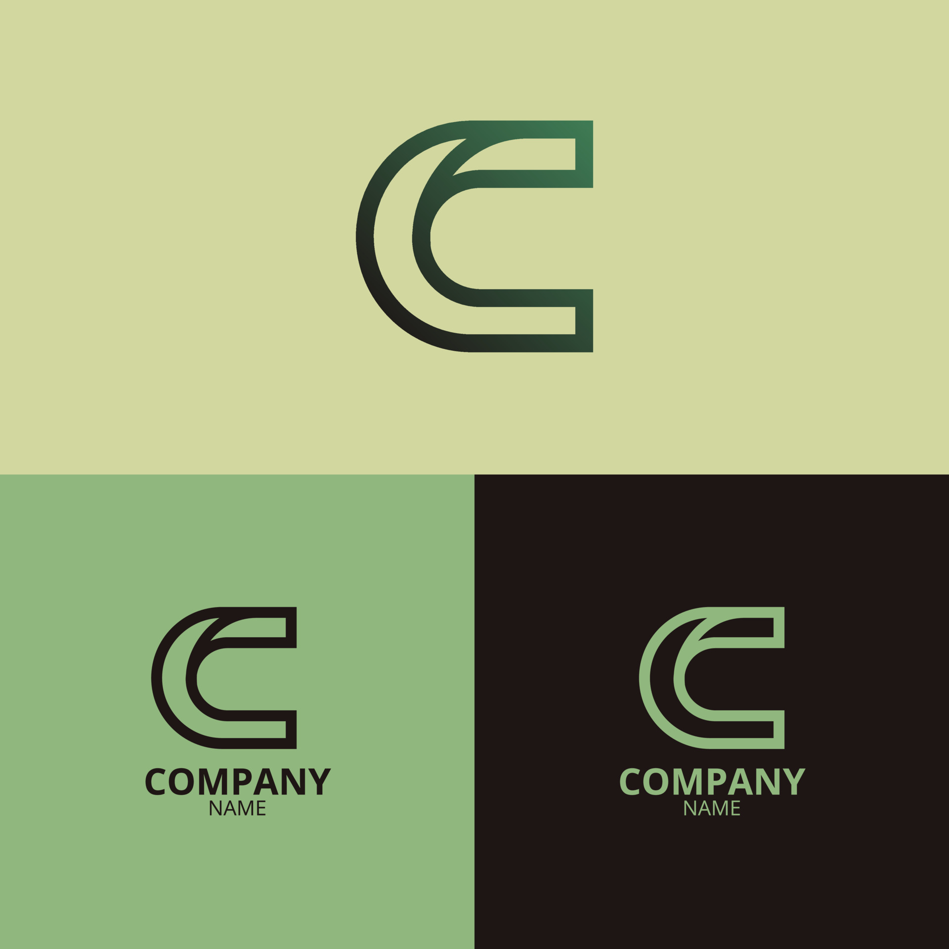The C Letter Logo Template with a blend of dark green and faded green ...