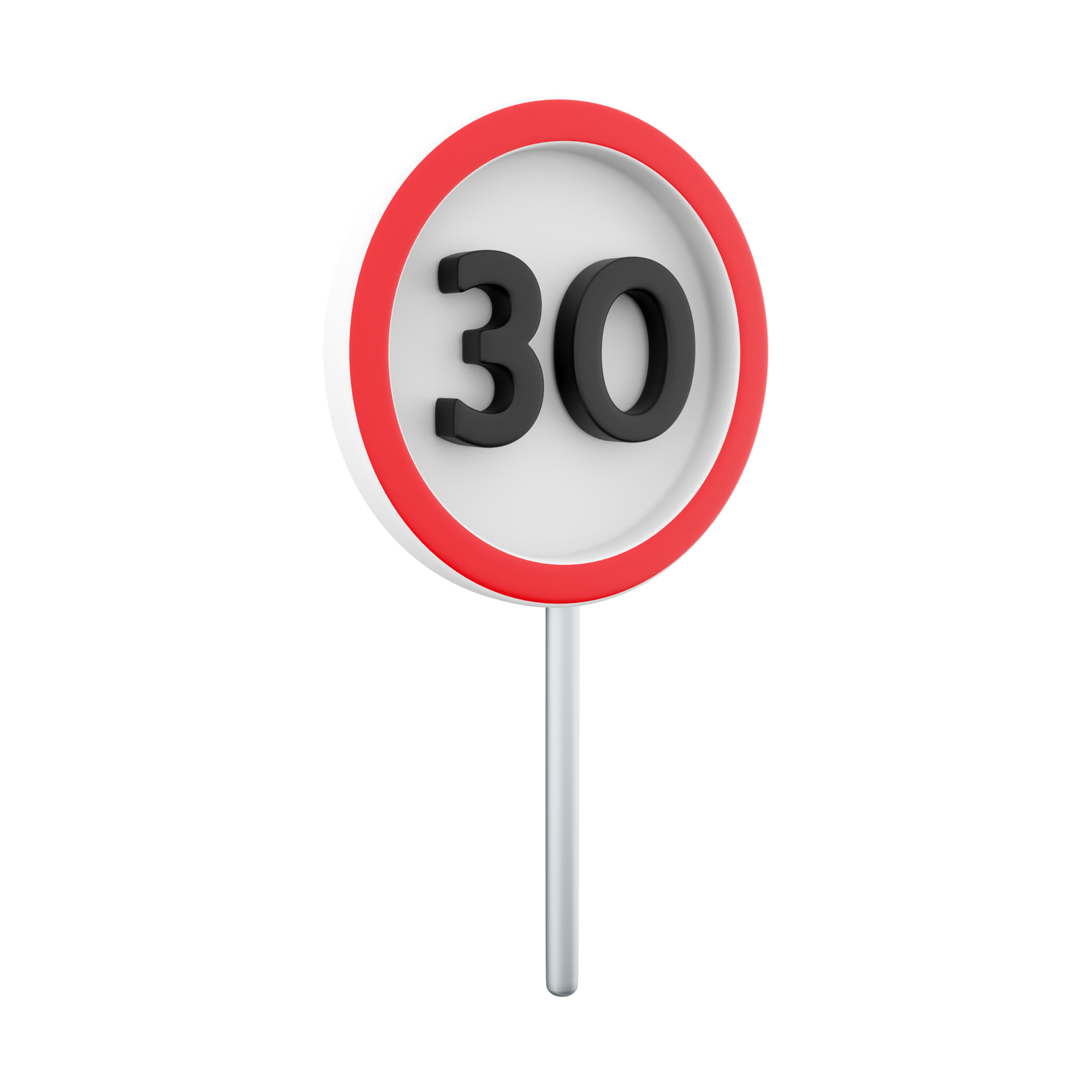 3d Render 30 Kilometers Or Miles Per Hour Max Speed Limit Red Sign