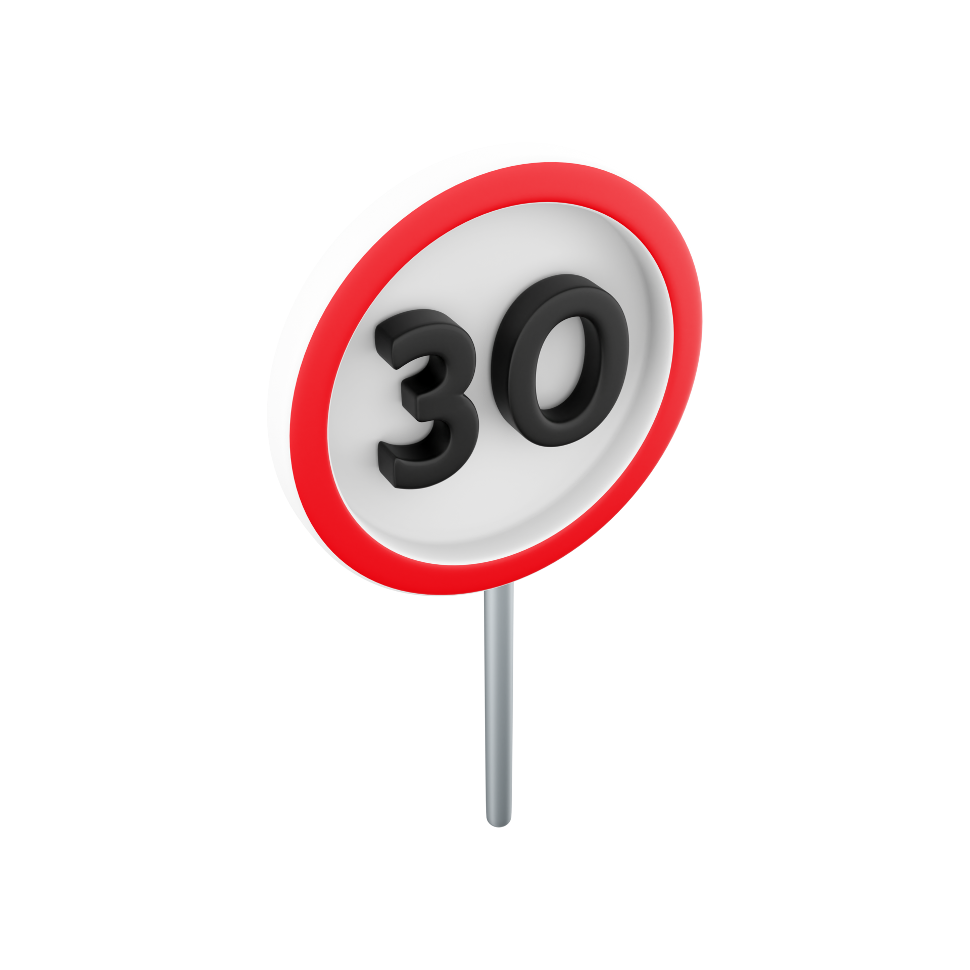 3d Render 30 Kilometers Or Miles Per Hour Max Speed Limit Red Sign