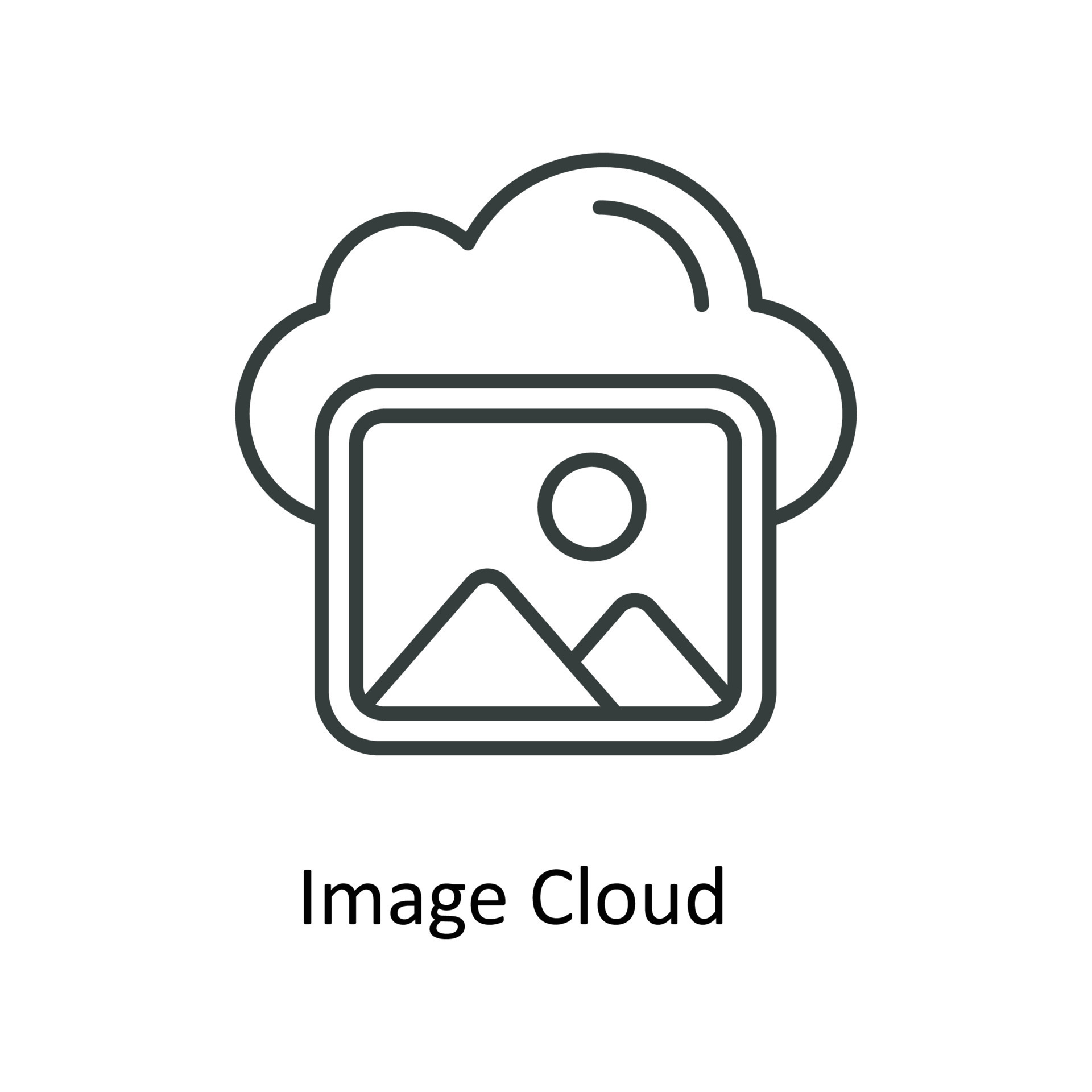 Image Cloud Vector Outline Icons Simple Stock Illustration Stock