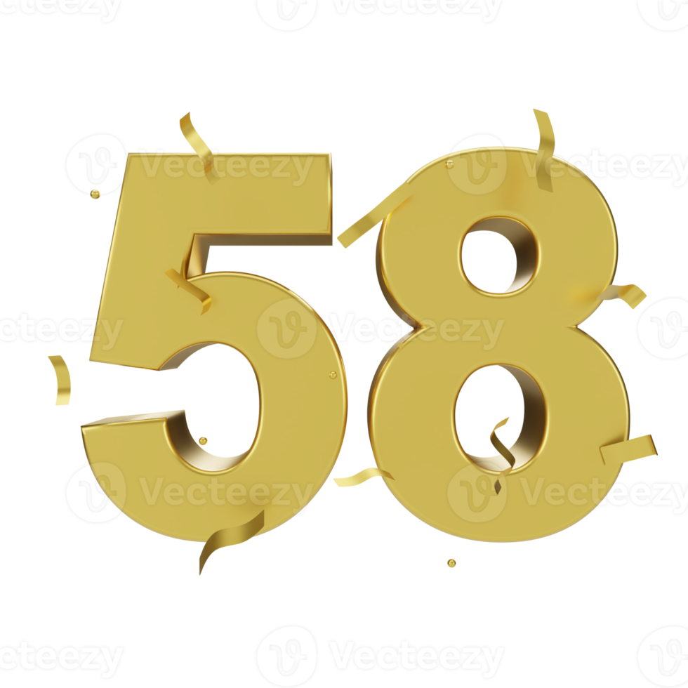 gold 58 number with confetti 22286419 PNG
