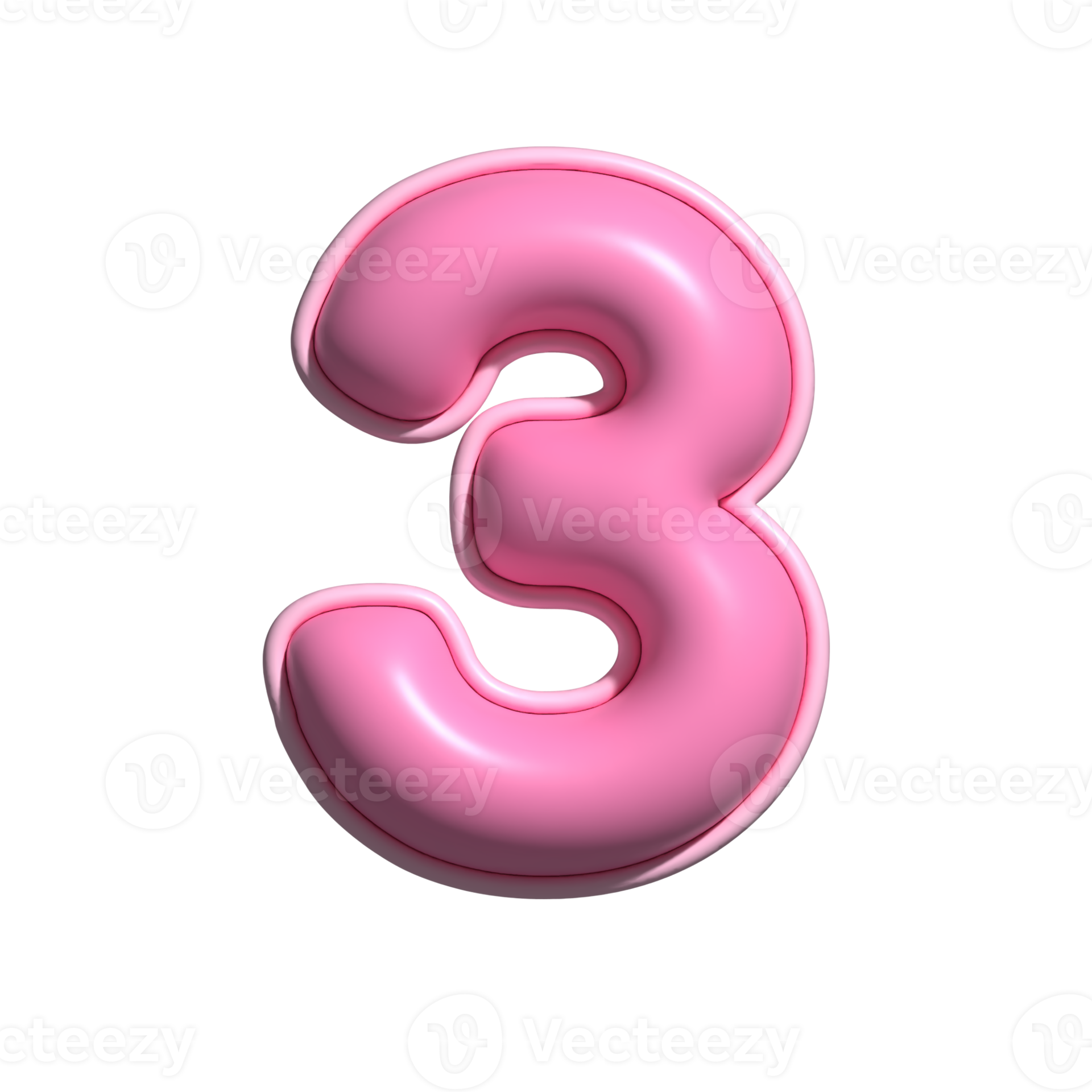Number 3 pink alphabet glossy 22286587 PNG Number 3 pink alphabet glossy 22286587 PNG