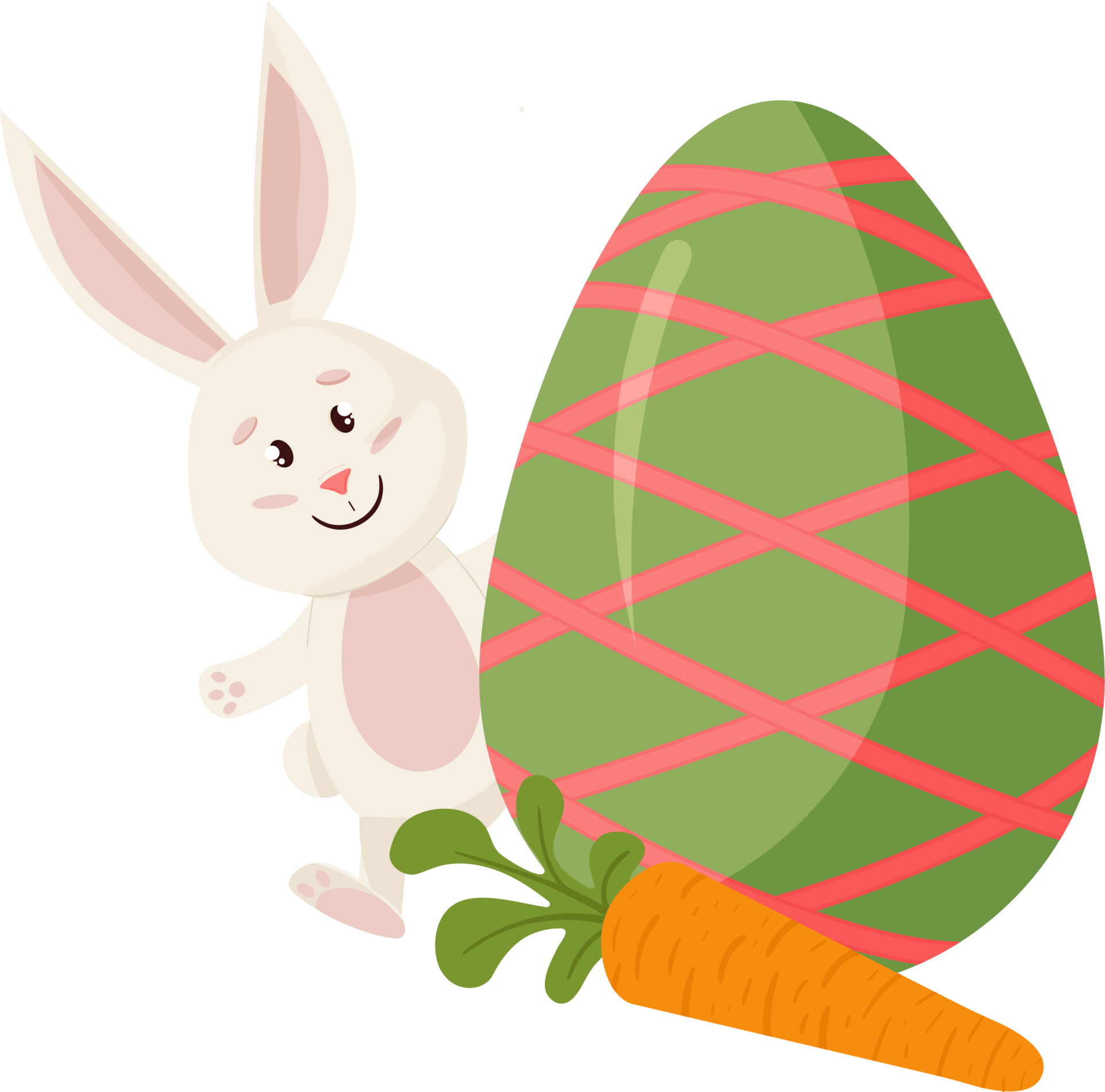 Free Bunny Character. Peeks out from Egg, Carrot. Funny, Happy Easter ...