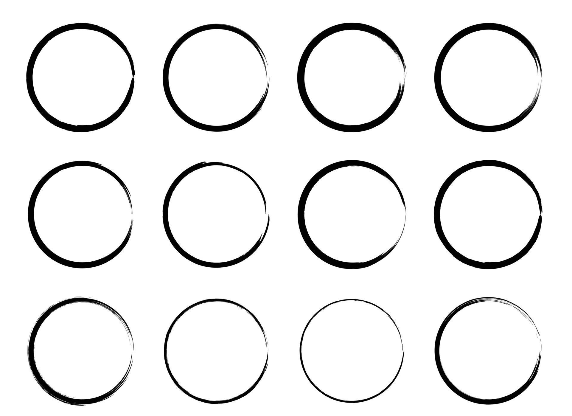 Black grunge circle brush. Ink frame set vector illustration 22299686 ...