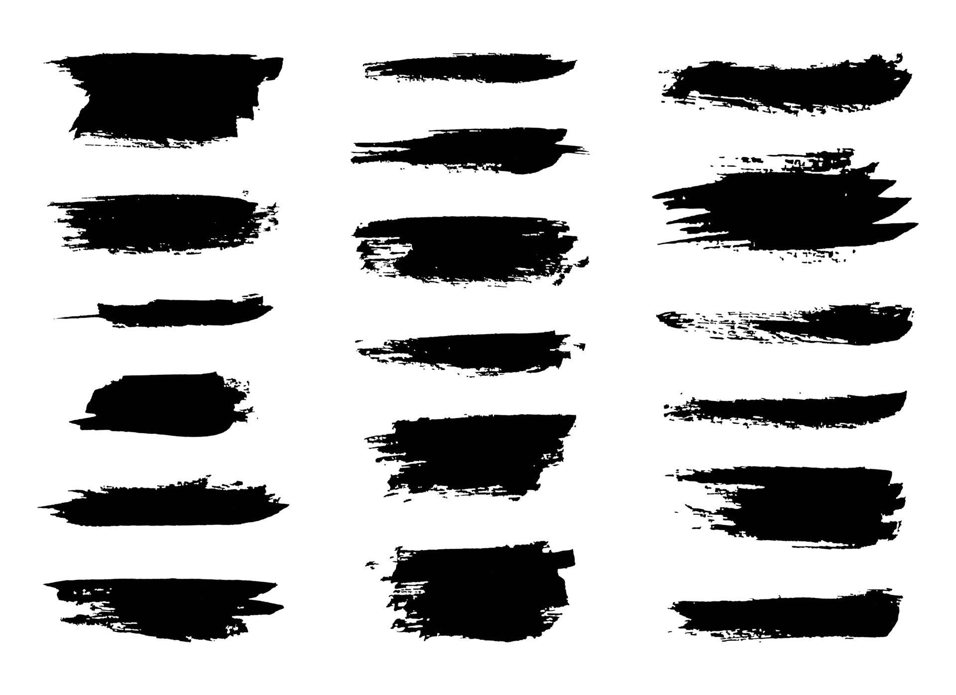 Set of grunge paintbrush. Ink stroke brush. Vector illustration ...