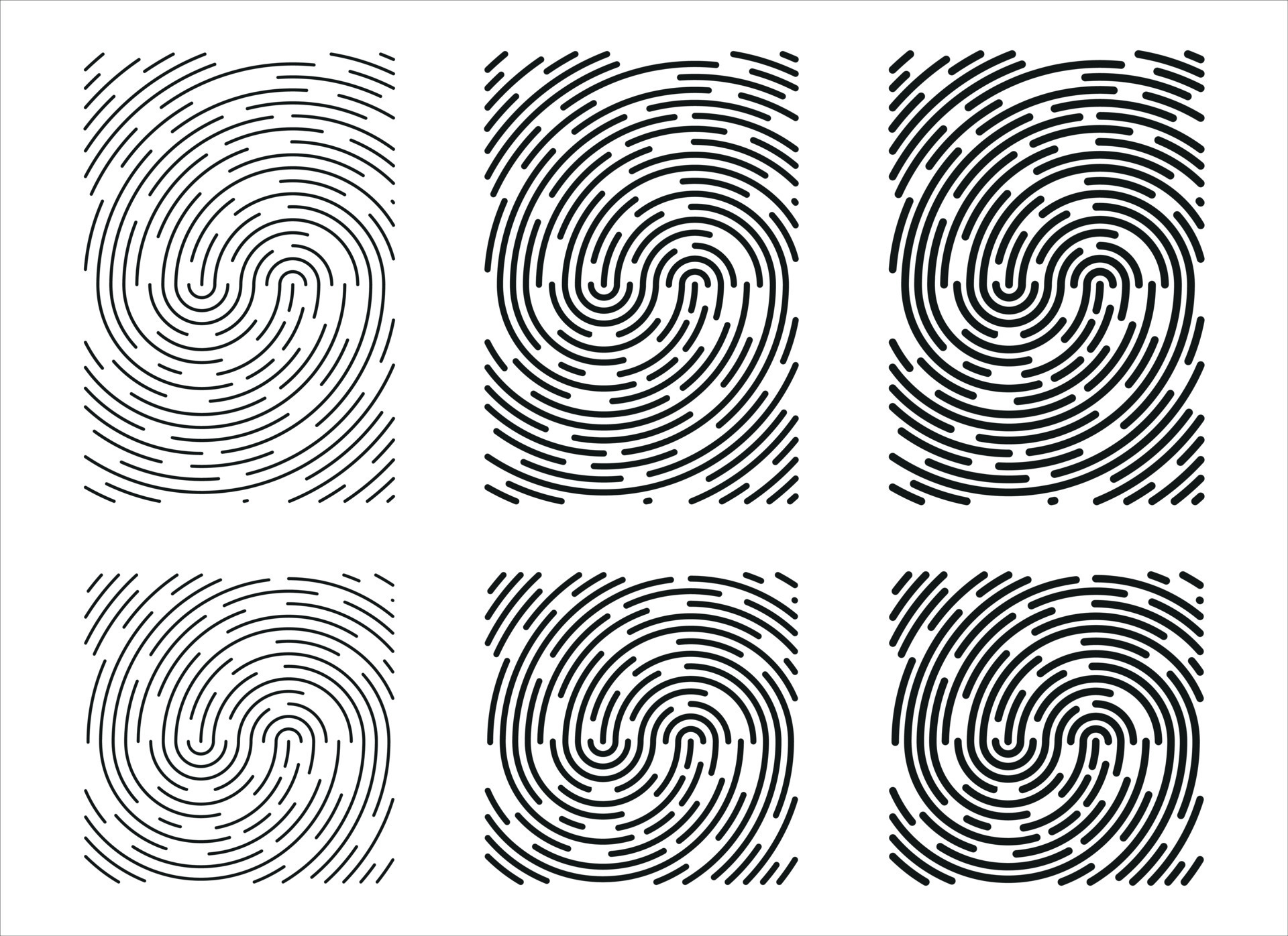 Fingerprint Identification Symbol Icon Set In Flat Style Security