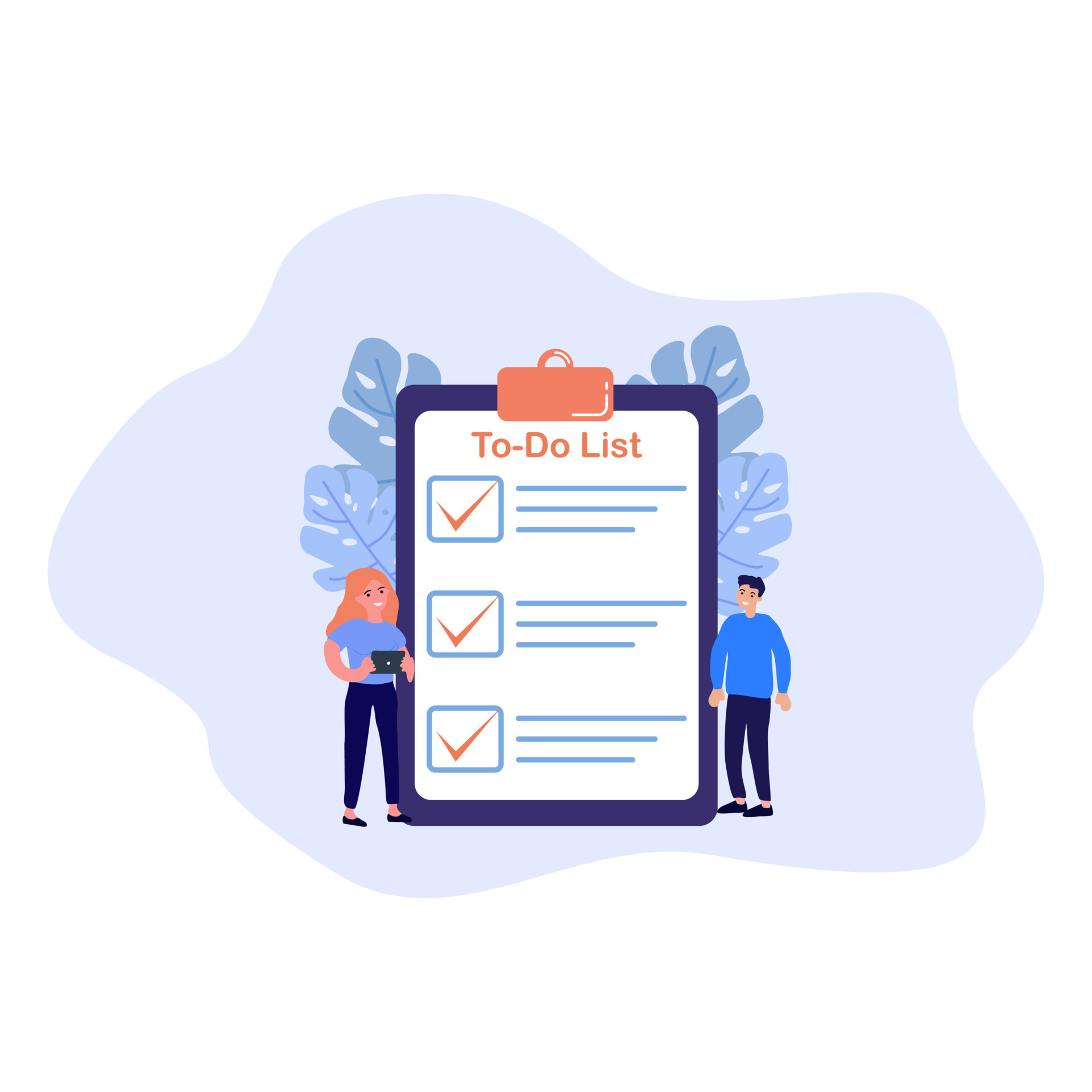 Vector to do list consept tiny people planning year month week notes ...