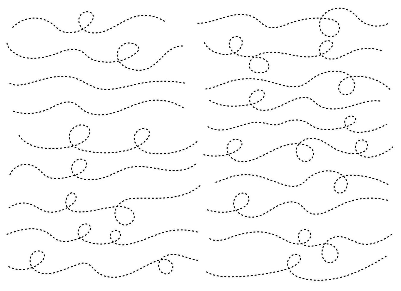 Hand drawn dotted curved line shape. Curved line icon collection ...