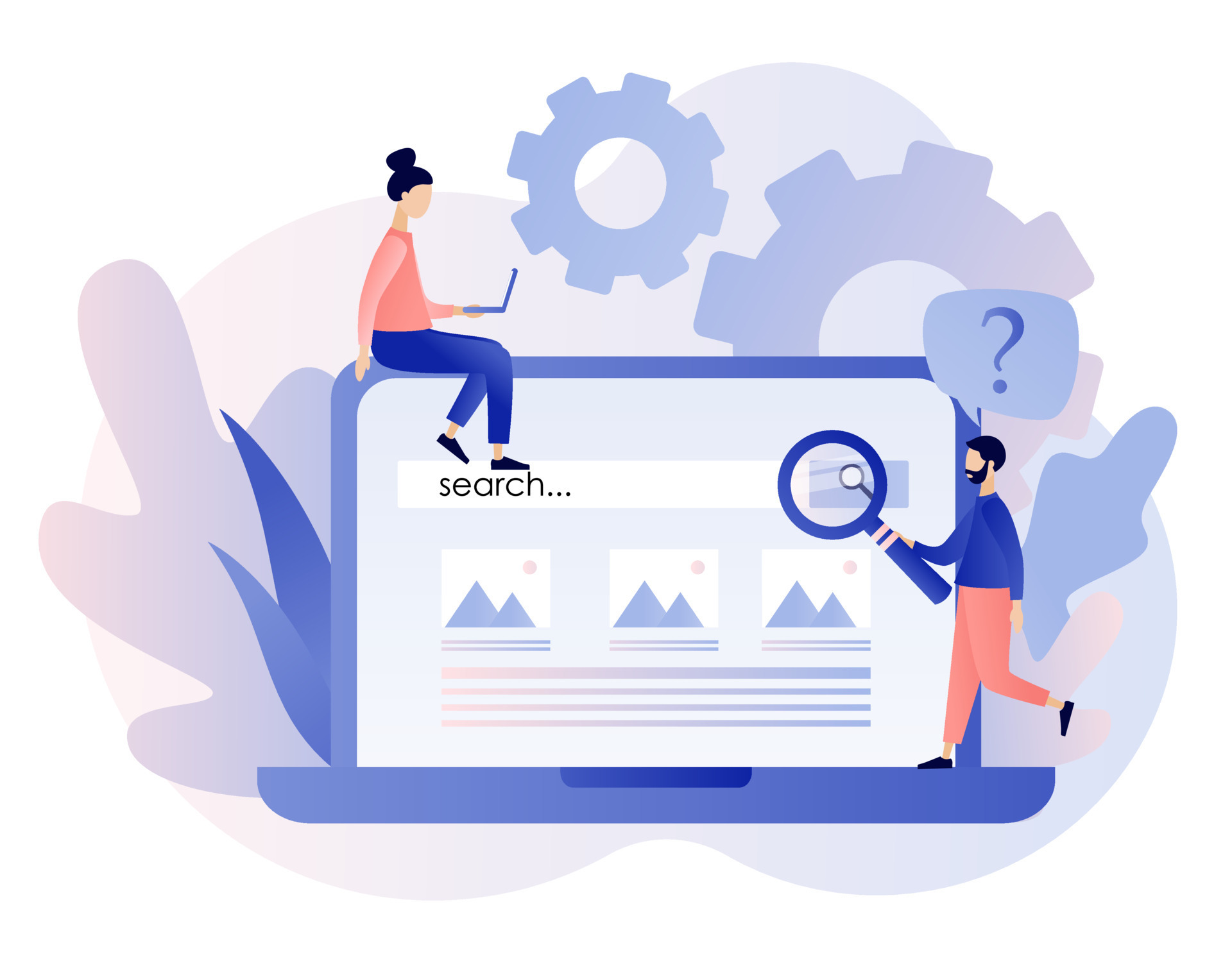 Seo Search Engine Optimization Concept Set Flat Cartoon Style Vector